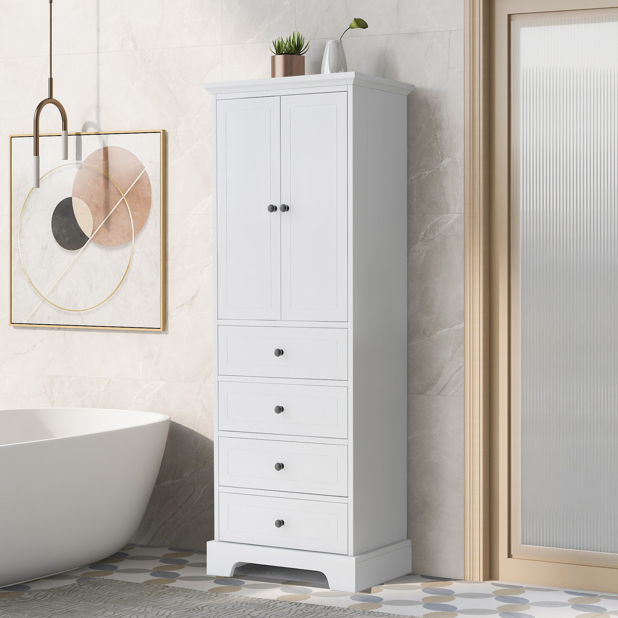 Wildon Home® Apollina MDF Freestanding Bathroom Cabinet With Adjustable ...