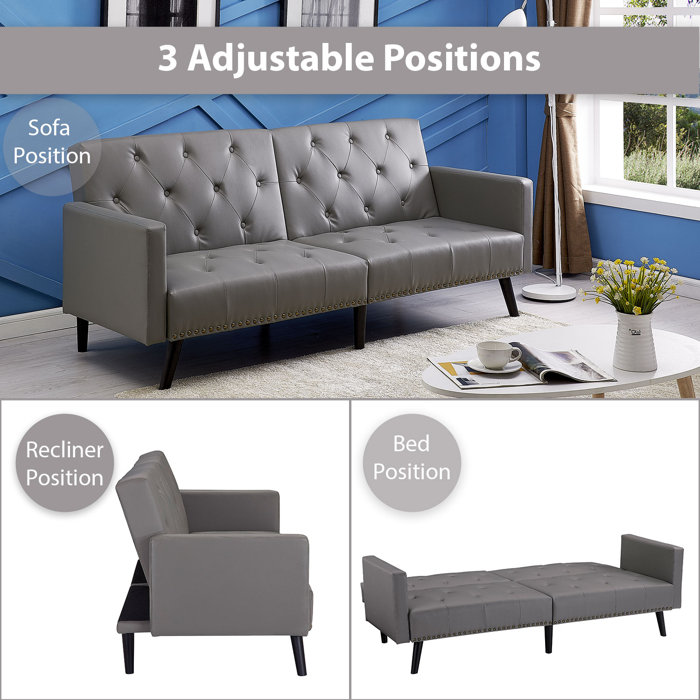 Williston Forge Sprague 75" Faux Leather Tuxedo Arm Sofa with ...