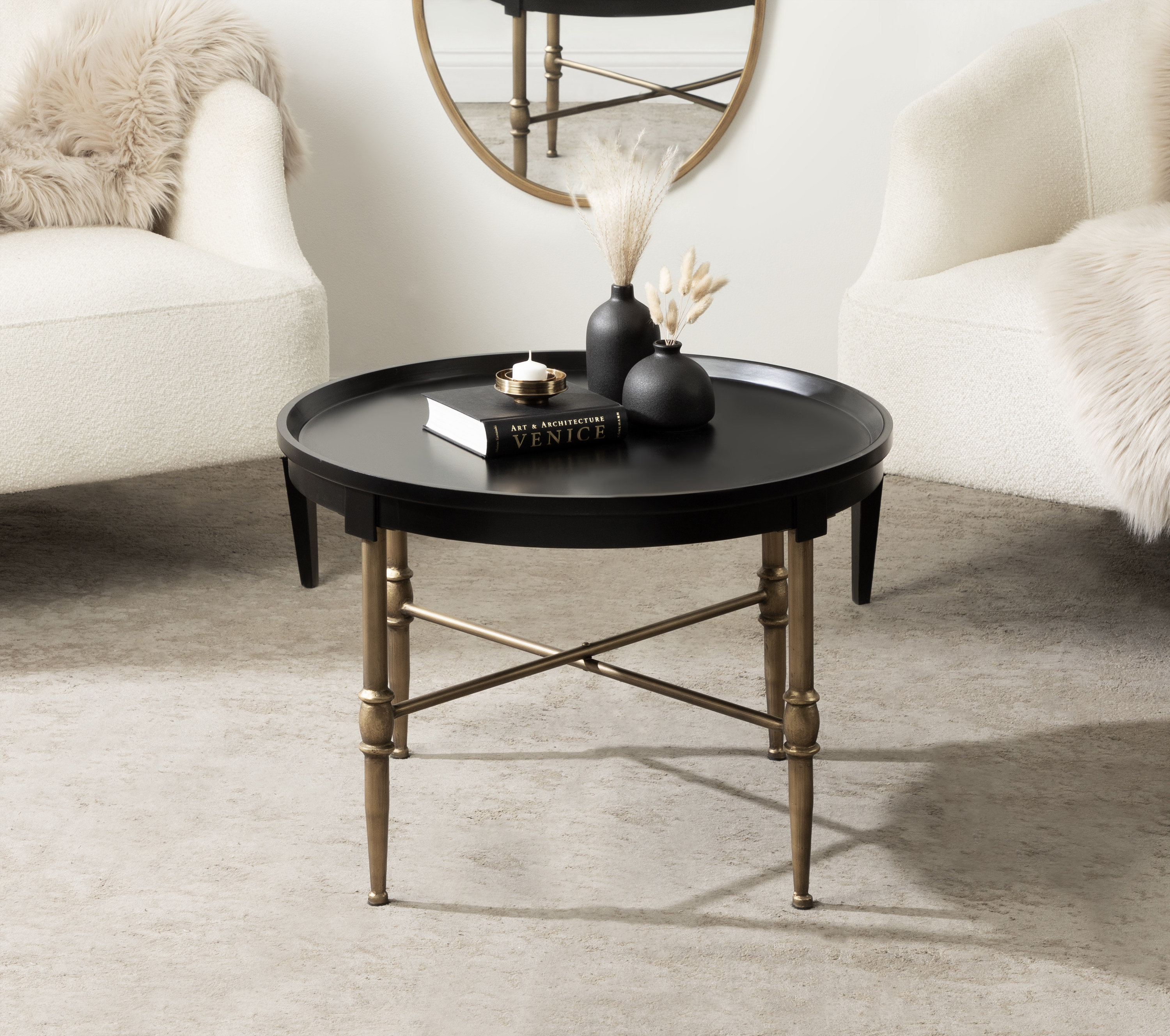 House of Hampton Imirjano Round Wood and Metal Coffee Table & Reviews ...