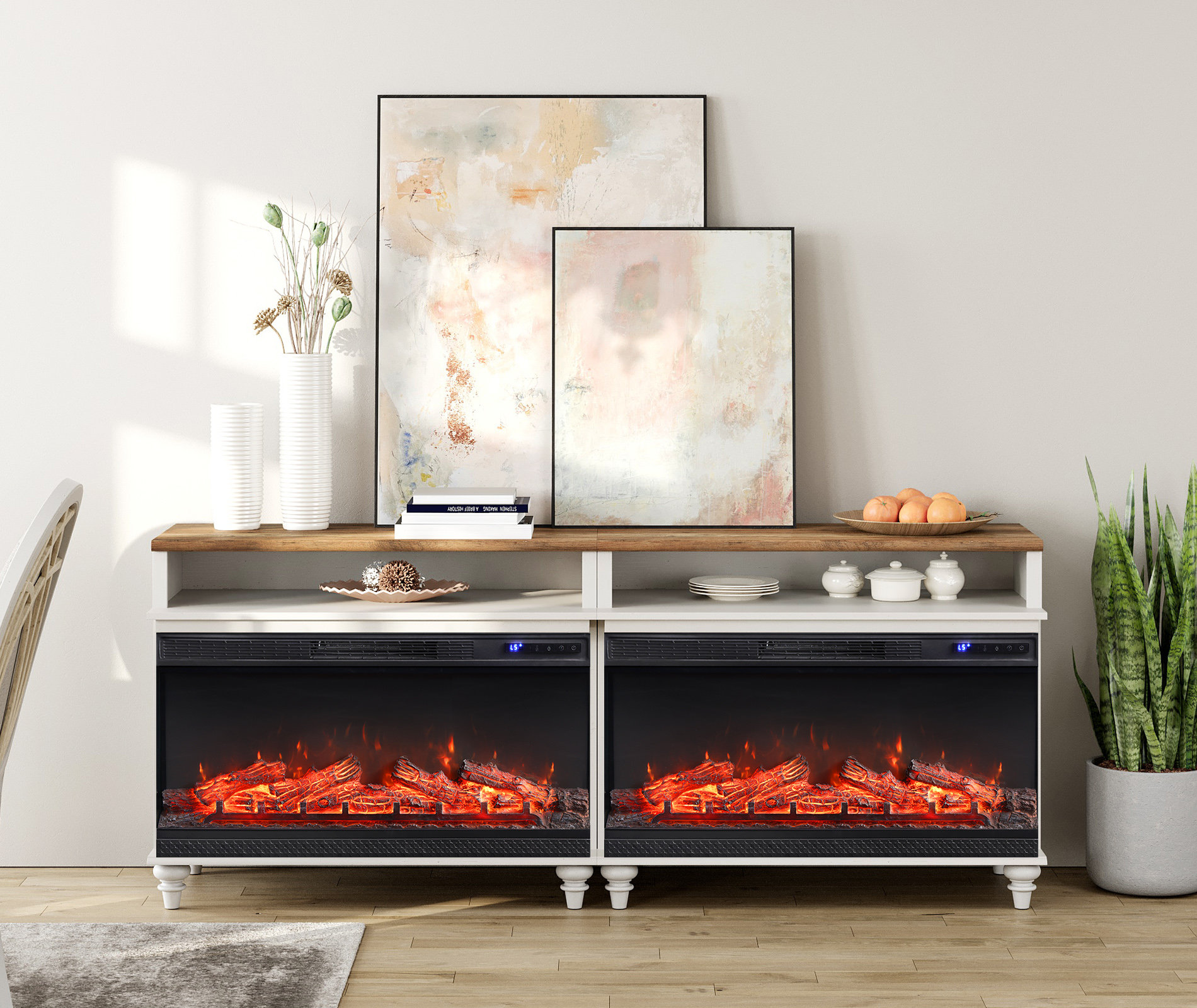 Latitude Run® Sideboard Cabinet With Storage Shelf, Vintage Wood Grain ...