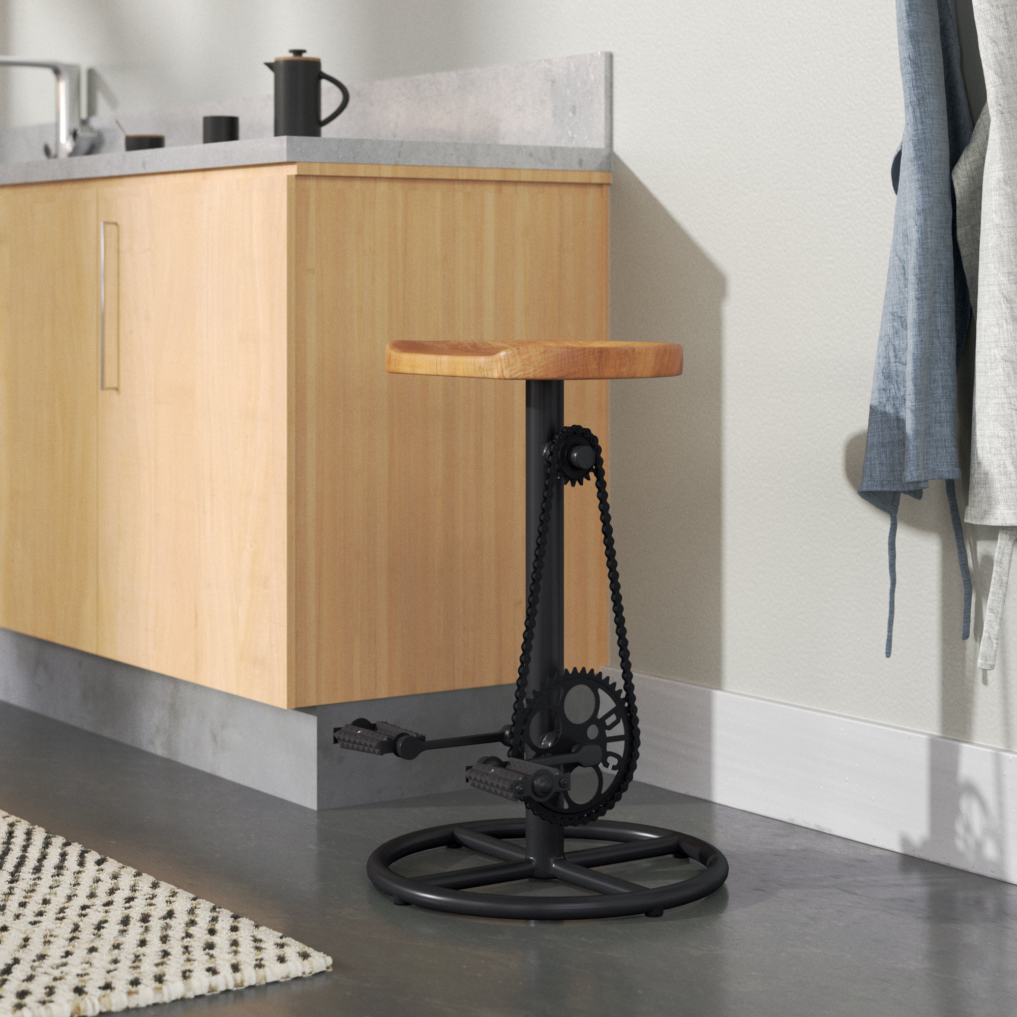 Williston Forge Metal Bike Brown Counter Stool with Pedals | Wayfair