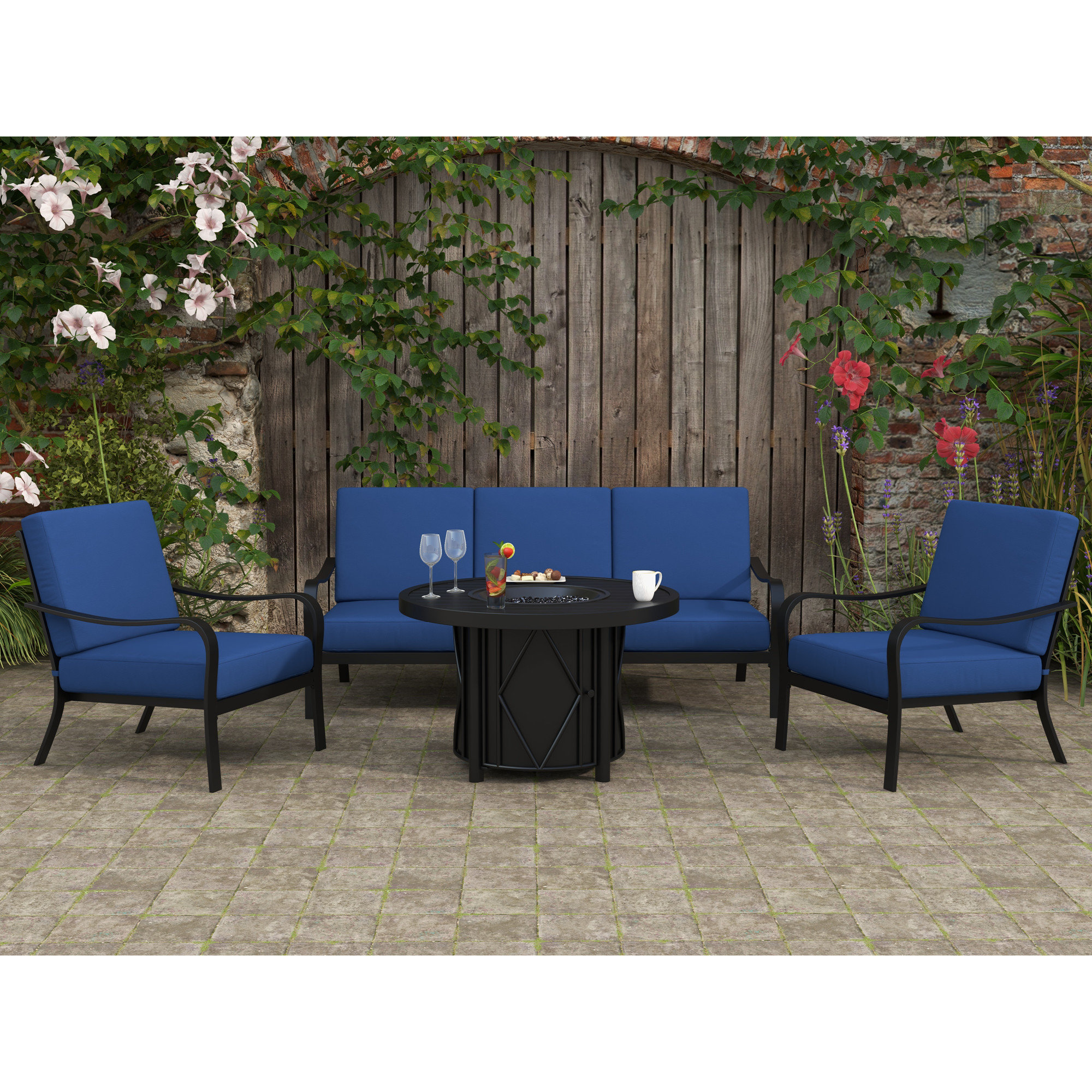 GatherCraft 5 - Person Outdoor Seating Group with Cushions | Wayfair
