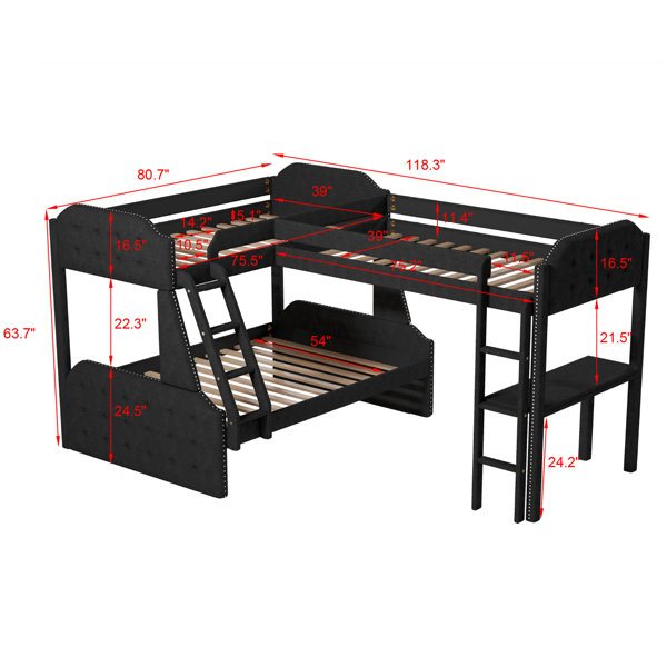 Harriet Bee Gitto Twin over Full Solid Wood Standard Bunk Bed with ...