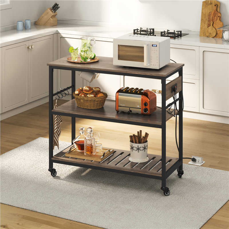 Yaheetech 36.5″ H Kitchen Island Cart with Charge Station | Wayfair