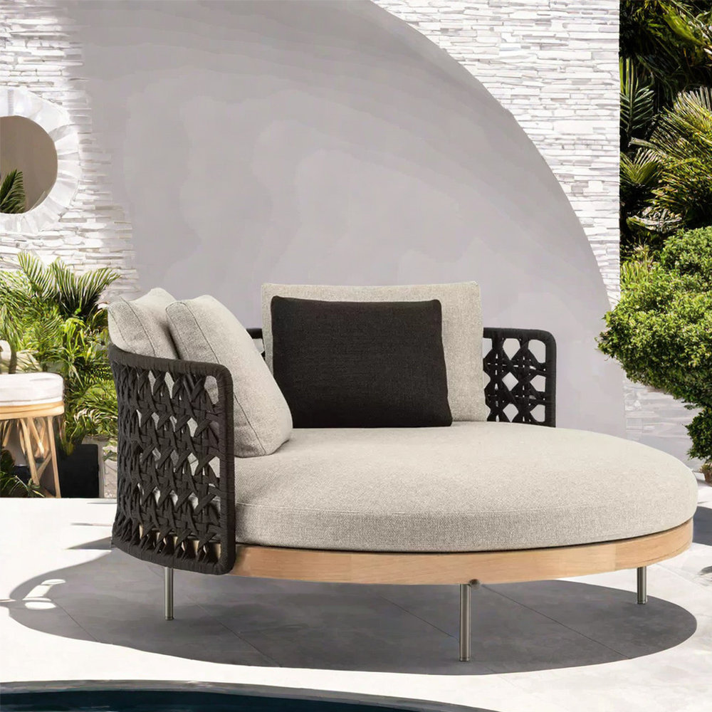 Elegance Furnishings Open Balcony Patio Daybed 64.96'' Fabric Outdoor ...