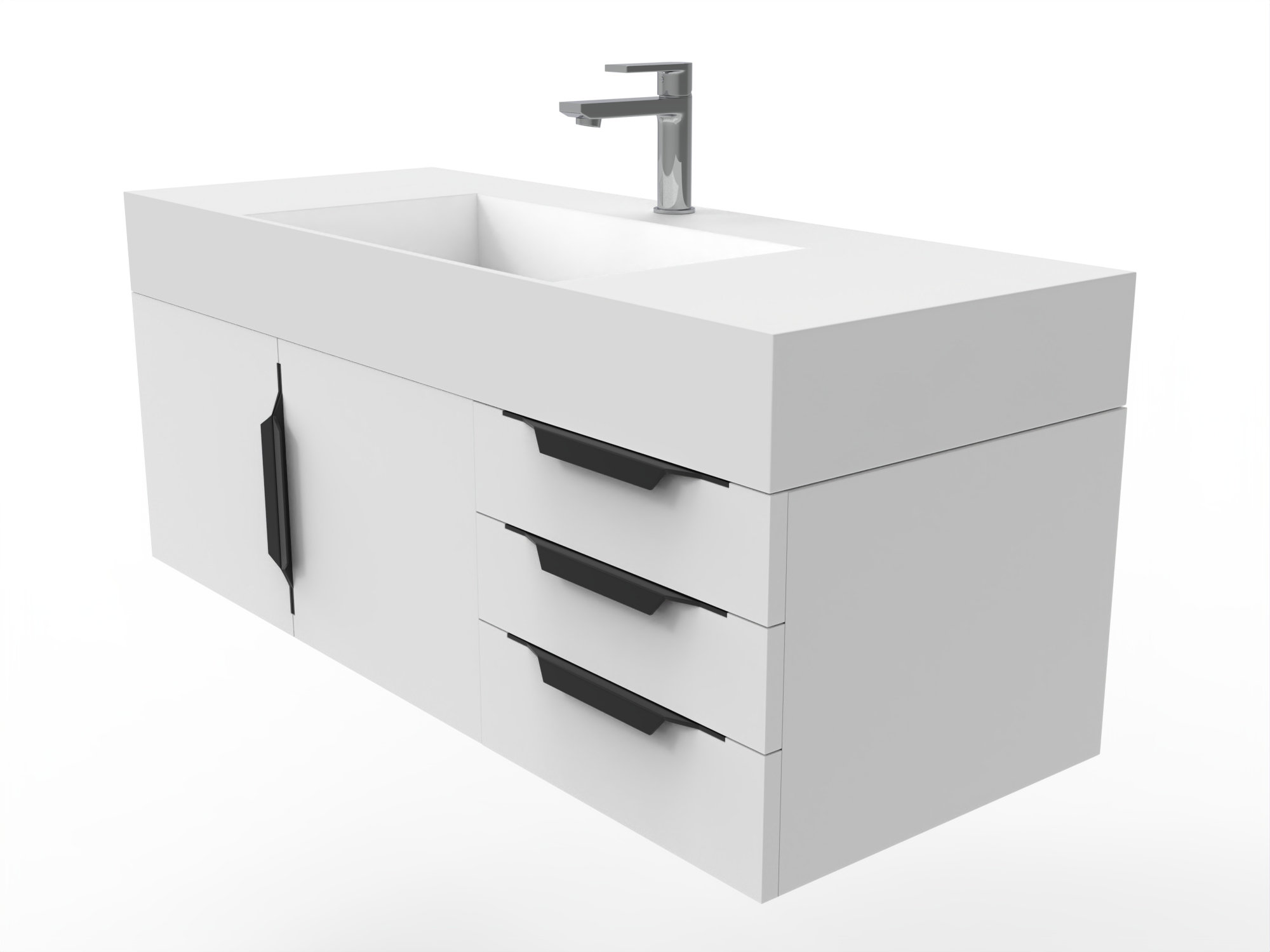 Ivy Bronx 48" Wall Mounted Single Bathroom Vanity With Solid Surface ...