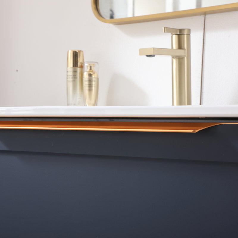 Winston Porter Jamya 30'' Dark Gray Modern Wall Mounted Single Bathroom ...