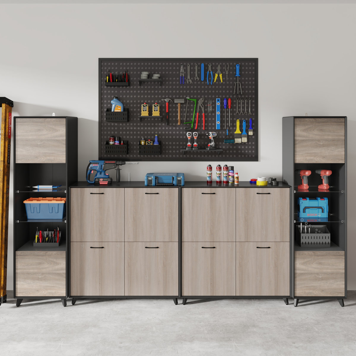 Latitude Run® 4 Piece Garage Storage System With Open Shelving And ...