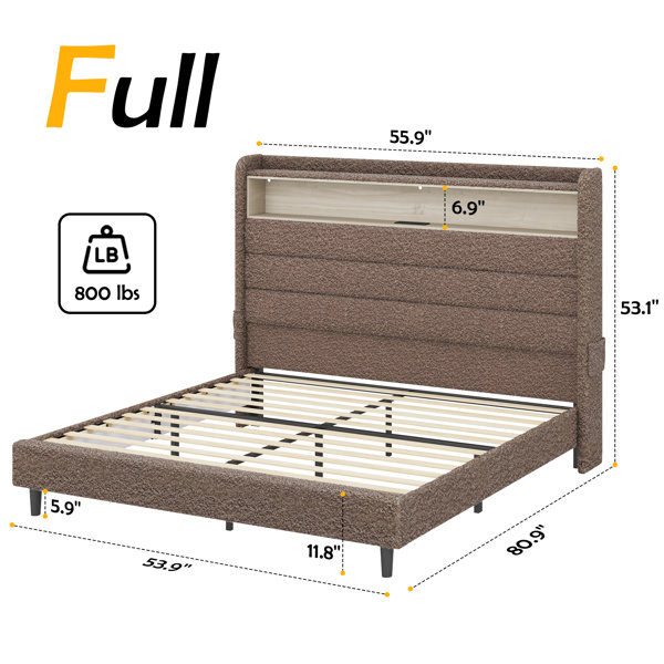 Ivy Bronx Briceson Bed Frame With Led Lights Charging Station Tall ...