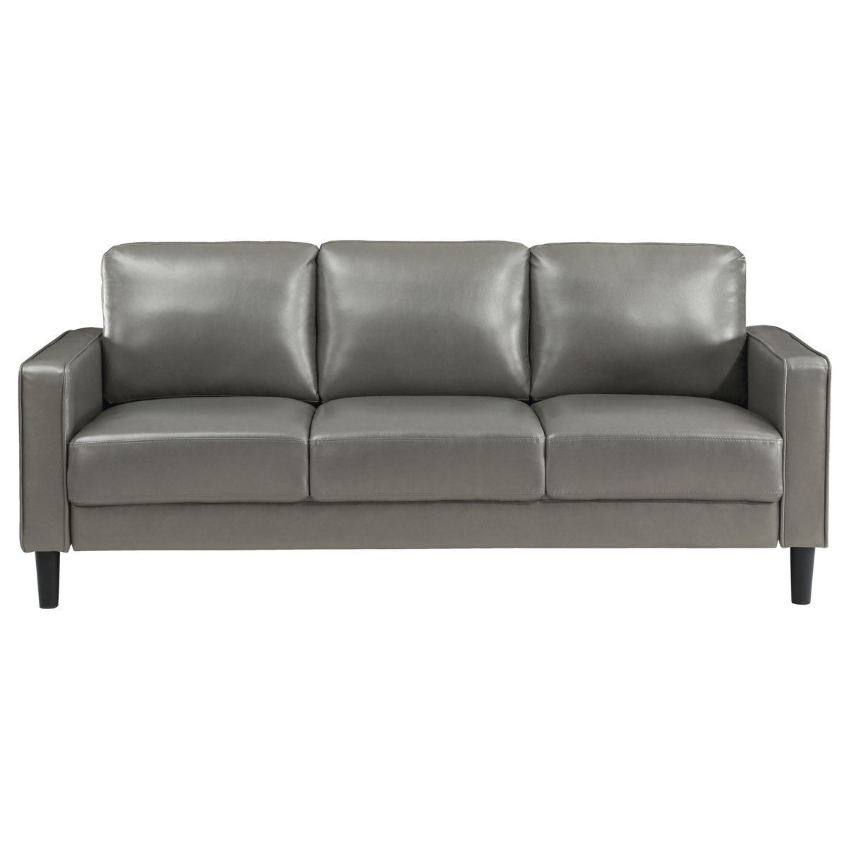 Benjara Rumi Sofa, Faux Leather, Modern Track Arms, Foam Cushions, 77 ...