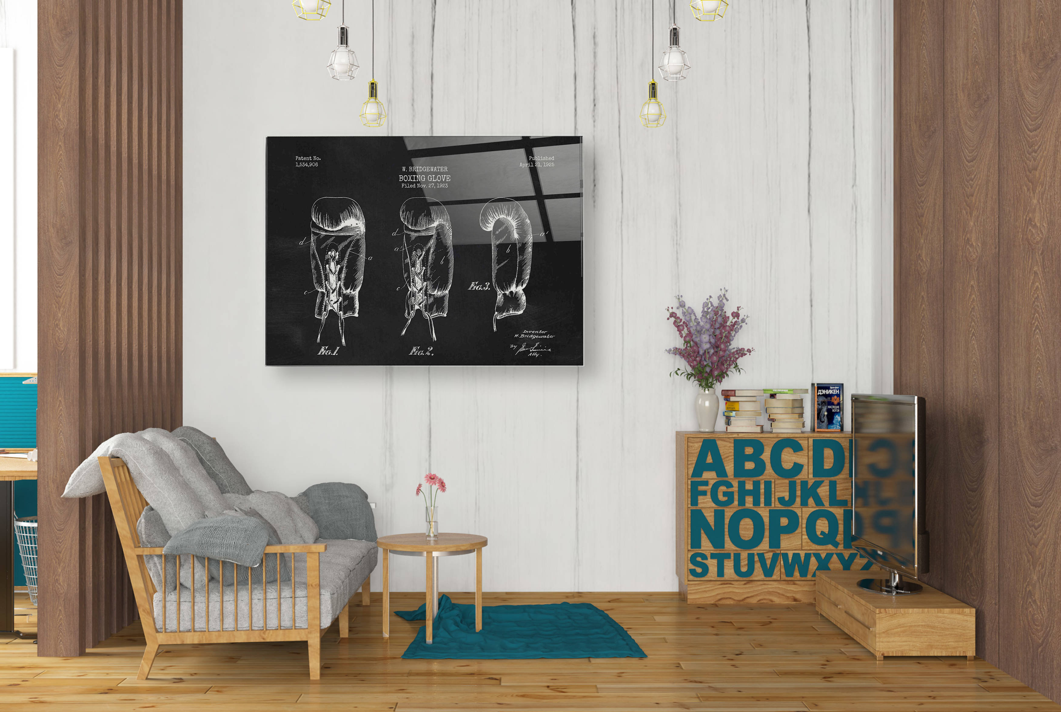 17 Stories Boxing Glove, 1925 Blueprint Chalkboard Patent - Unframed ...