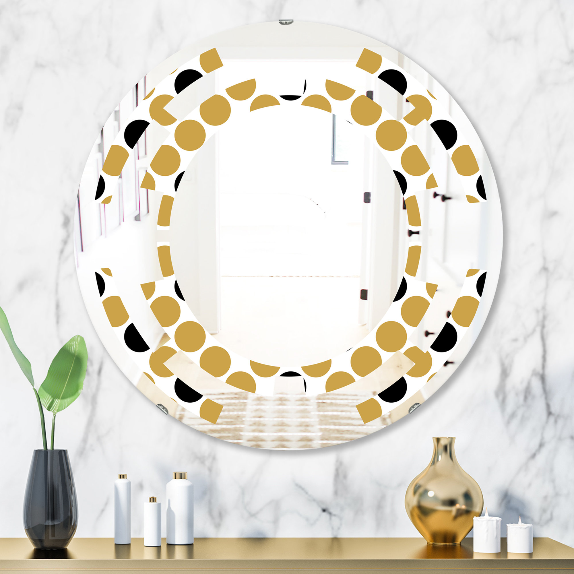 East Urban Home Space Polka Dot Modern Frameless Wall Mirror | Wayfair
