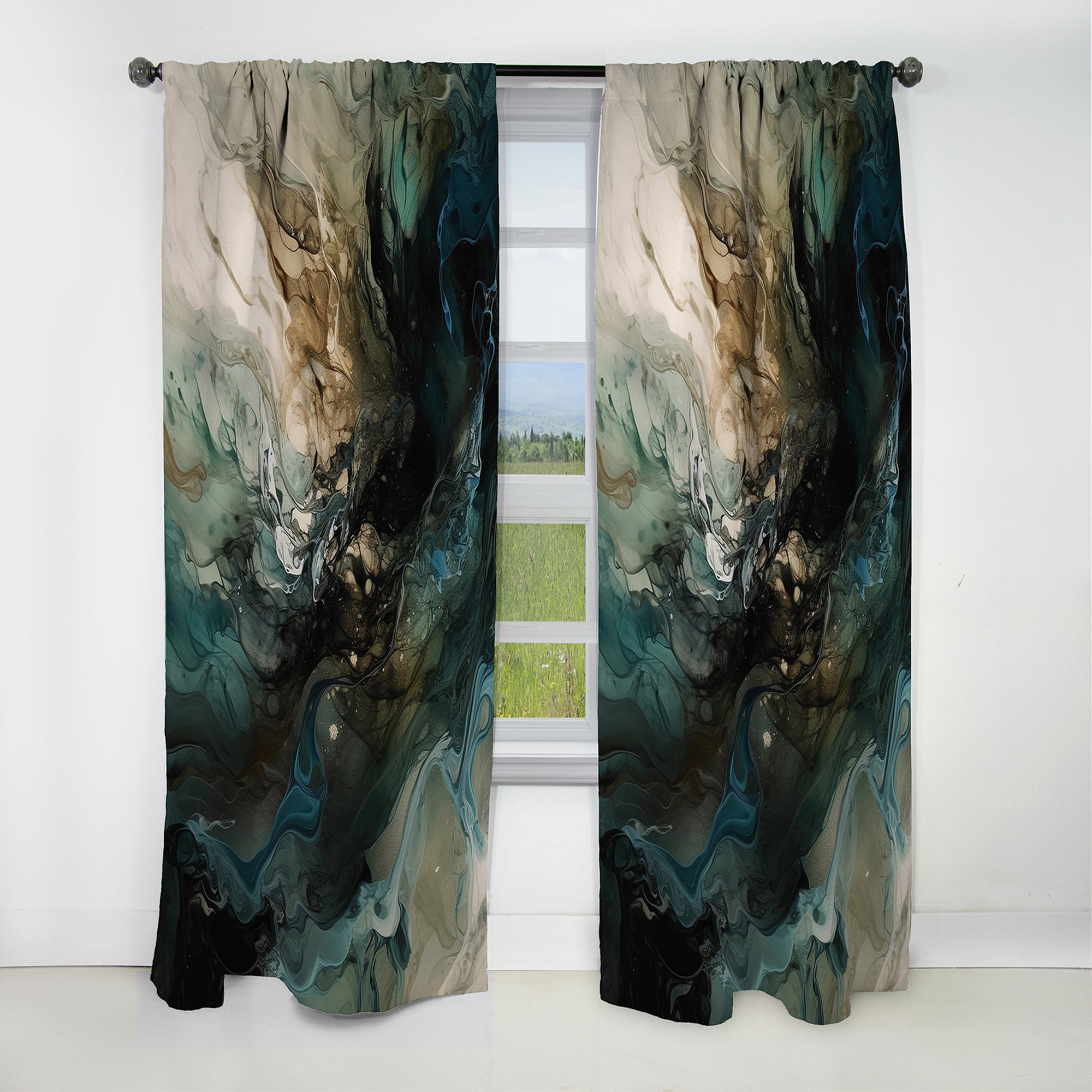 Orren Ellis Green Black Inner Worlds Of Marble I - Abstract Geometric ...