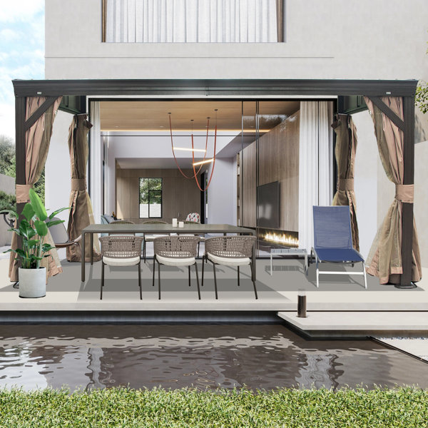 domi outdoor living Aluminum Patio Gazebo Lean to Wall Mounted Pergola ...