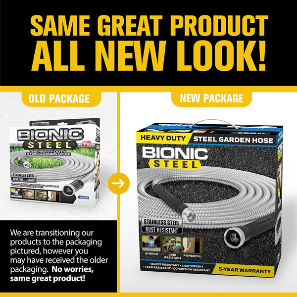 AsSeenOnTv Bionic Steel Garden Hose 304 Stainless Steel Metal Hose ...