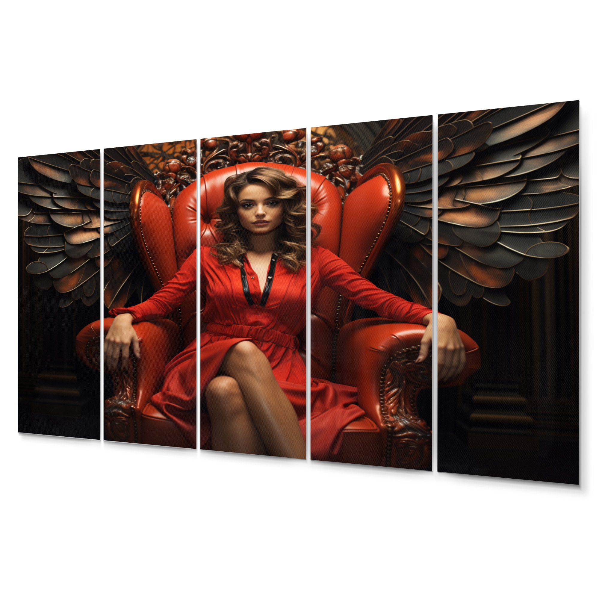 Design Art Red Queen Of Angel II - Fashion Woman Metal Wall Art Living ...