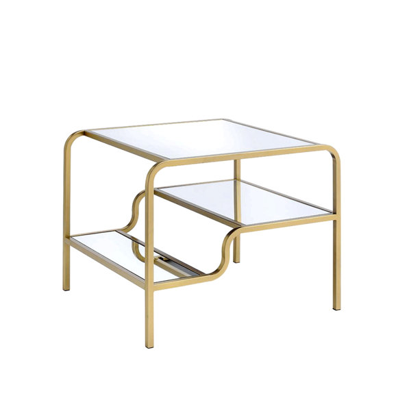 Mercer41 Astrid Mirrored & Gold Finish End Table | Wayfair