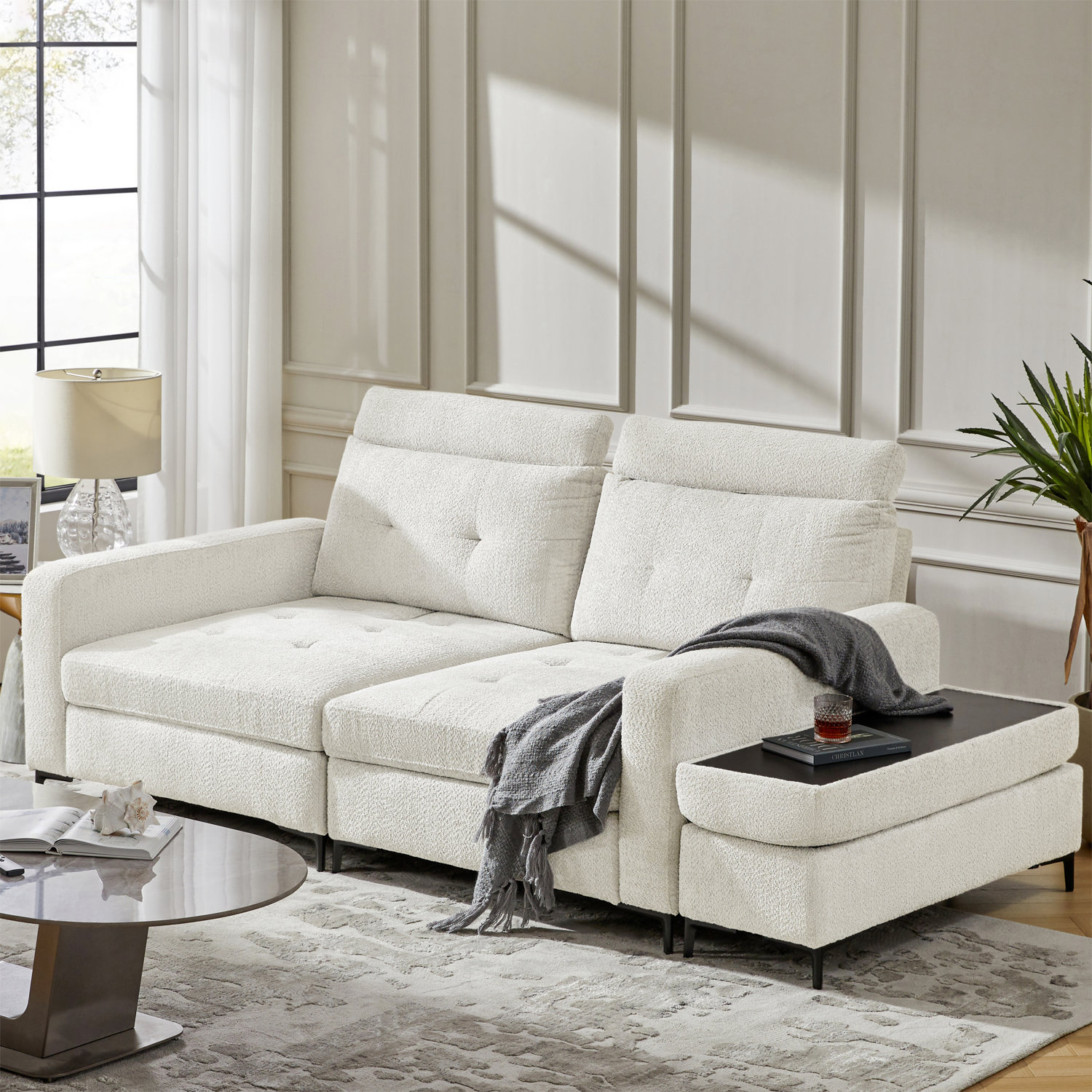 Wrought Studio™ Atavia 97" Boucle Tufted Extra-Deep Modular Sleeper ...