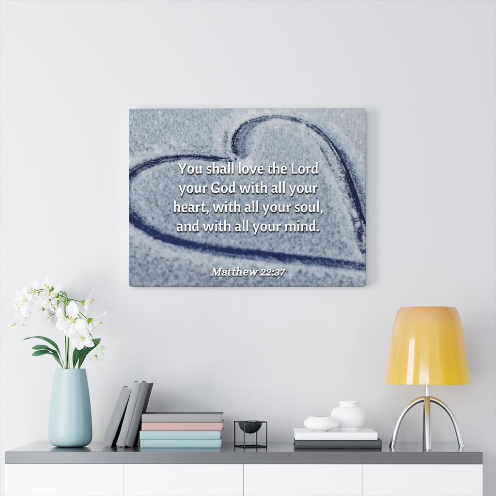 Blue Elephant All Thy Heart Matthew 22:37 - Wrapped Canvas Typography ...