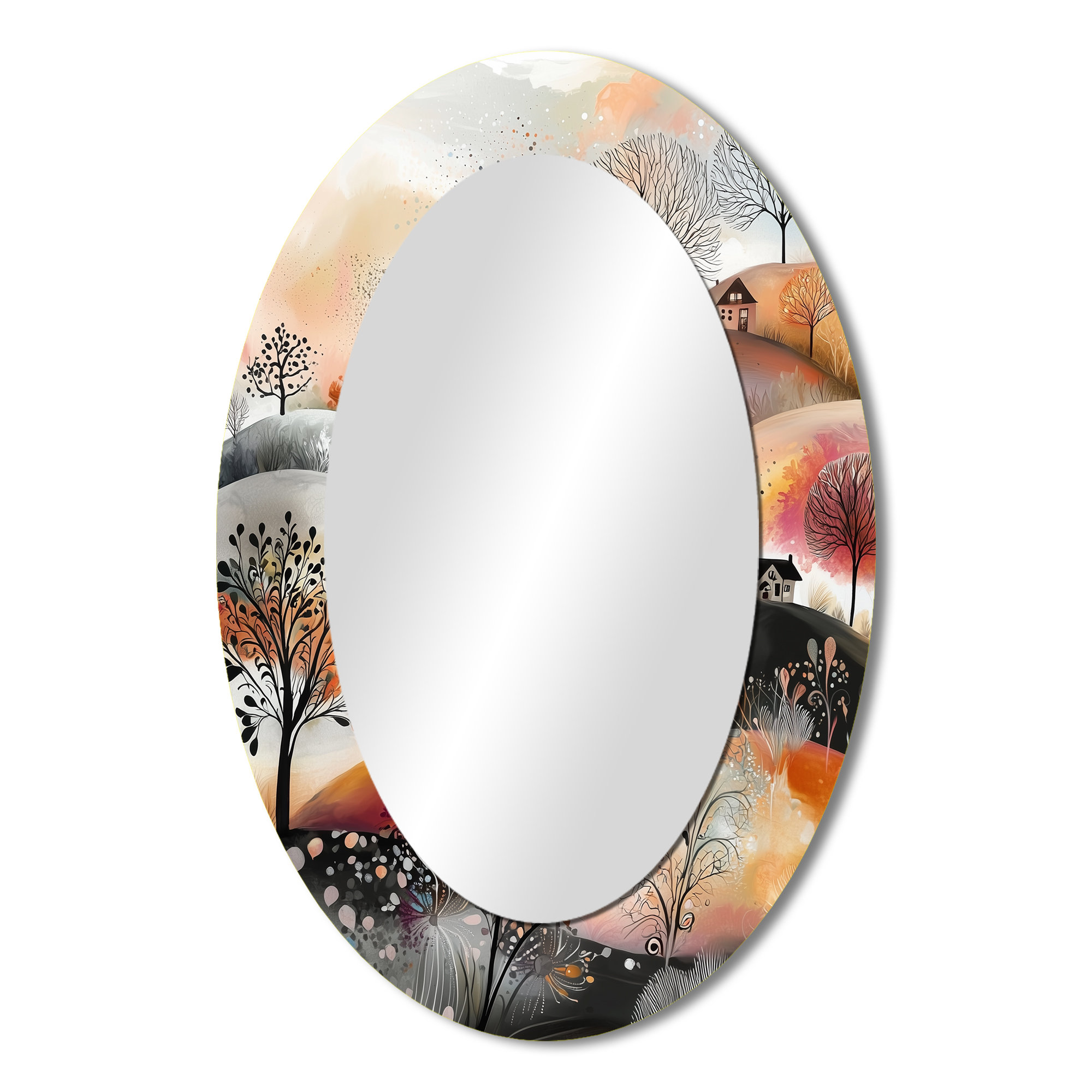 Dakota Fields Earth Tones Minimalism Explosion Landscape I - Brown Oval ...