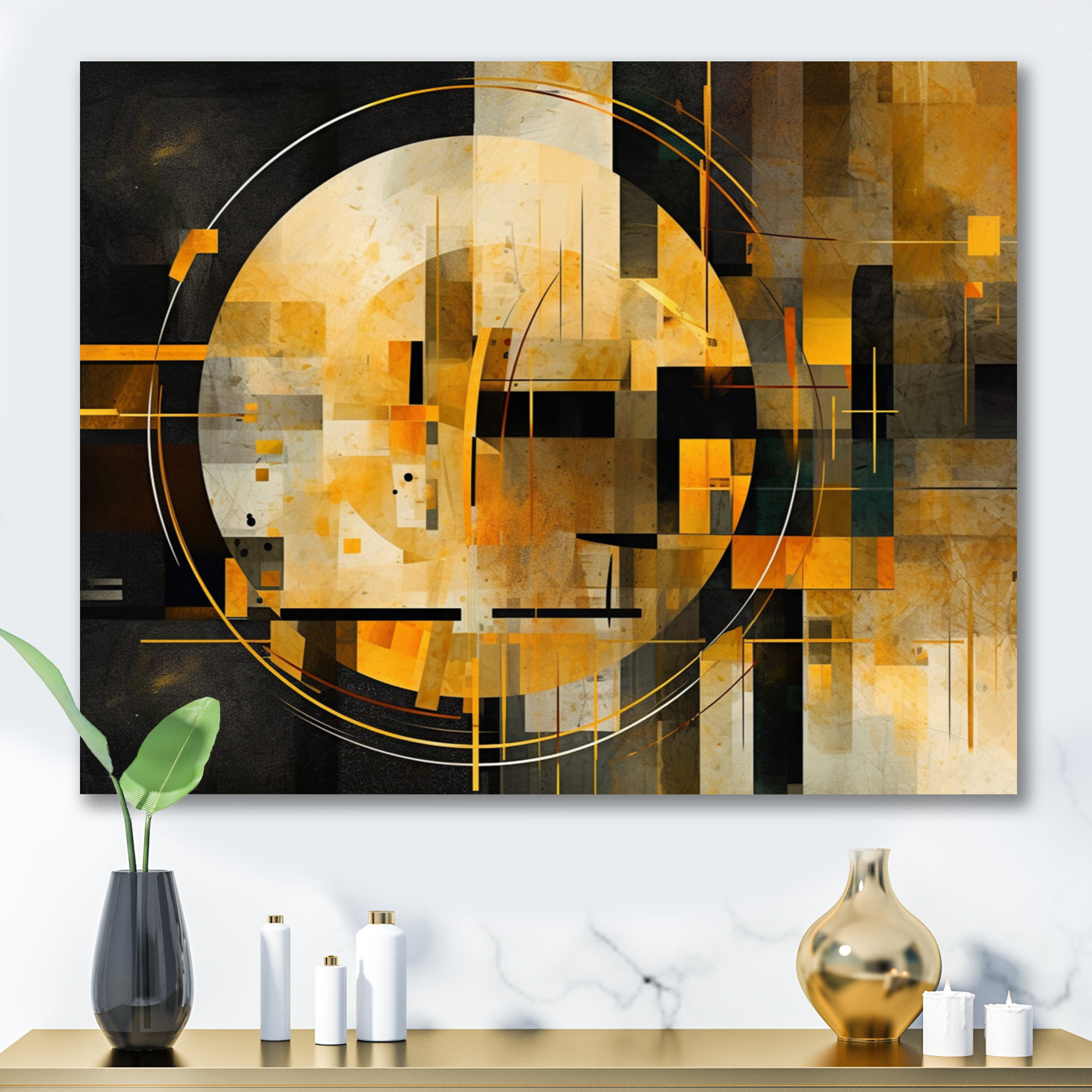 Brayden Studio® Gold And Black Cubist Visions II - Cubism Canvas Print ...