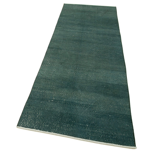 Hargun Vintage Hand Woven Hand Knotted 90 X 273 Green Area Rug ...
