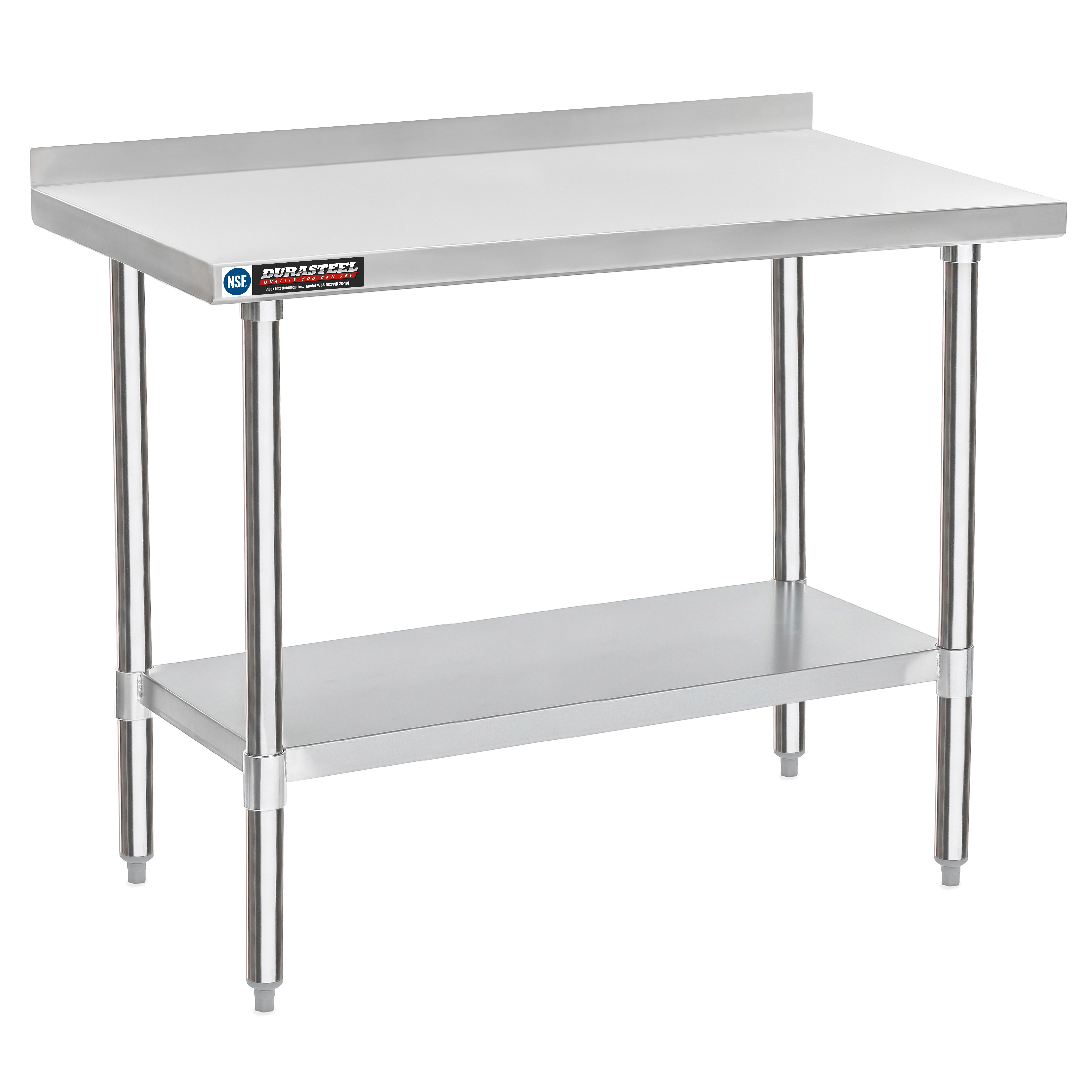 DuraSteel 36" H x 24" W x 48" L Stainless Steel Work Table with 2 ...