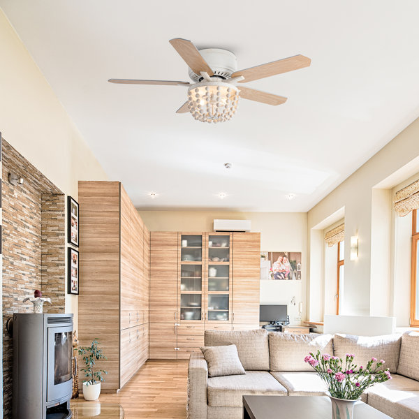 Dakota Fields Boho 48" 2-Light White Flush Mount Caged Ceiling Fan with ...