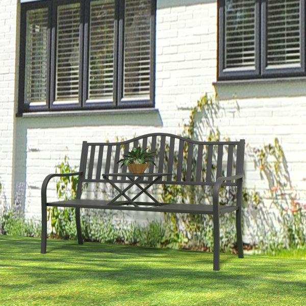 YLGJ&TIDY 59" Outdoor Bench, Rustproof Metal Garden Bench with Pull Out ...