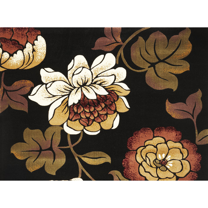 Ebern Designs Jeanlouis Machine Woven Performance Black/Brown/Yellow ...