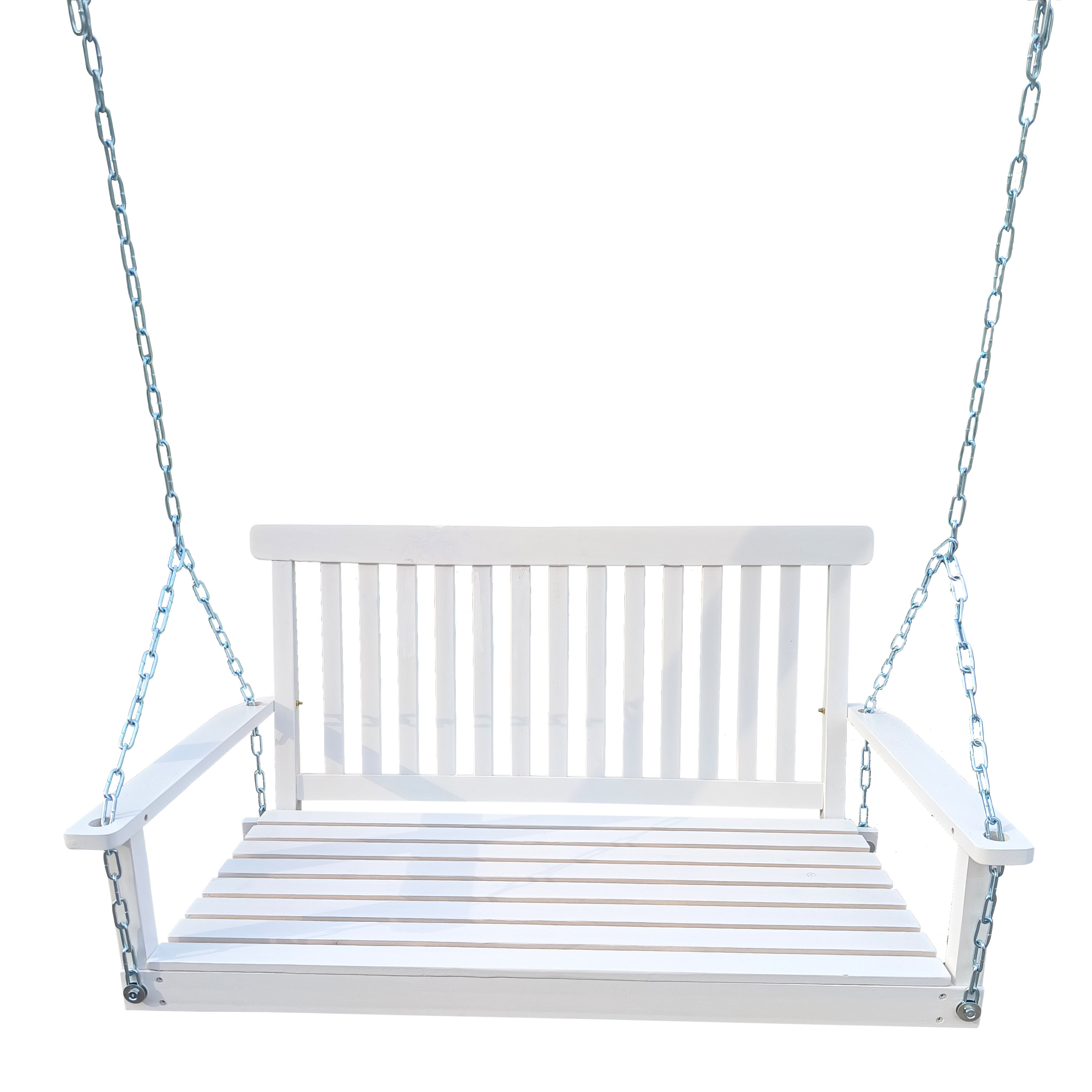 One Allium Way® White Front Porch Swing with Armrests, Solid Wood ...