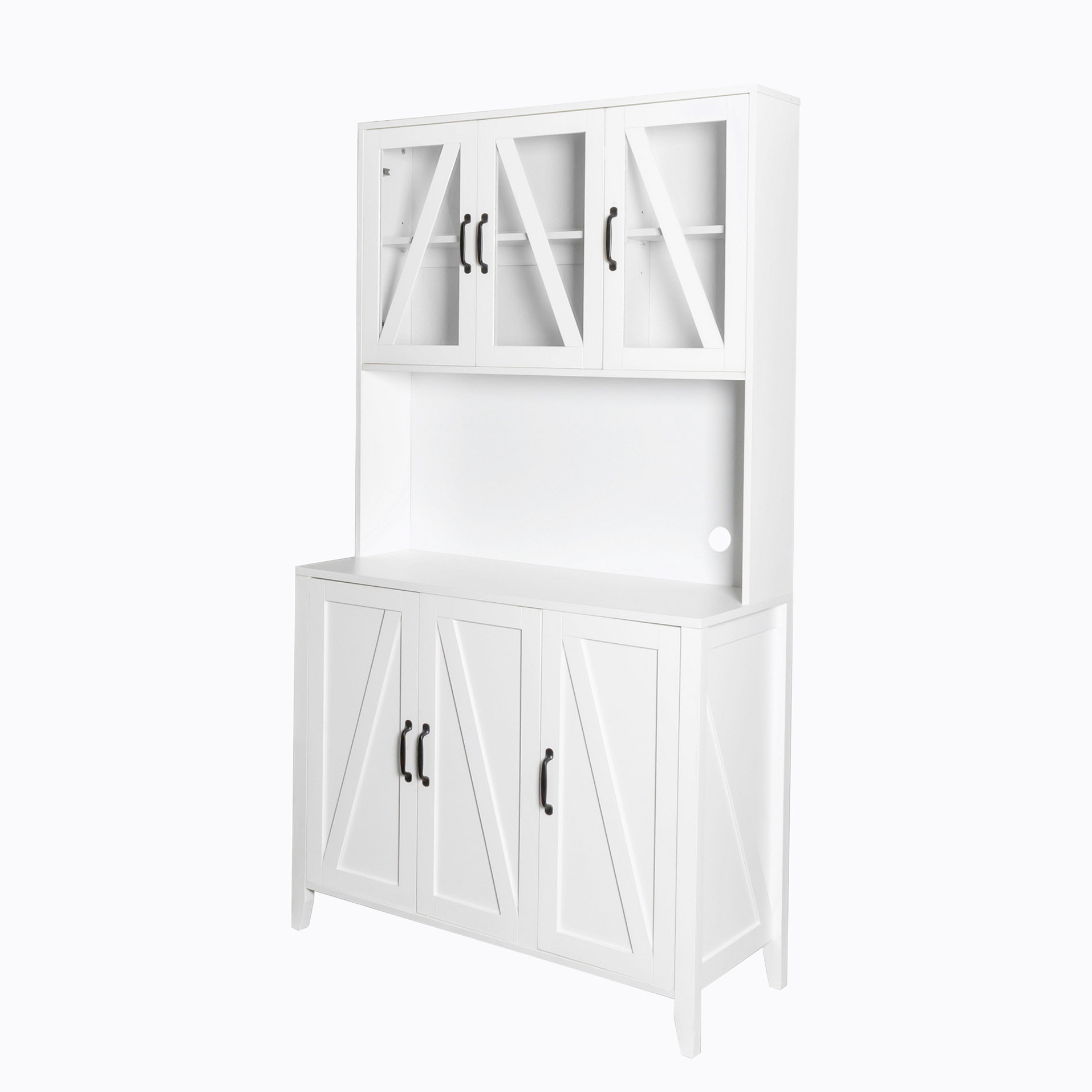 Millwood Pines Andreiana 70.87 Kitchen Pantry with Glass Doors, Open ...