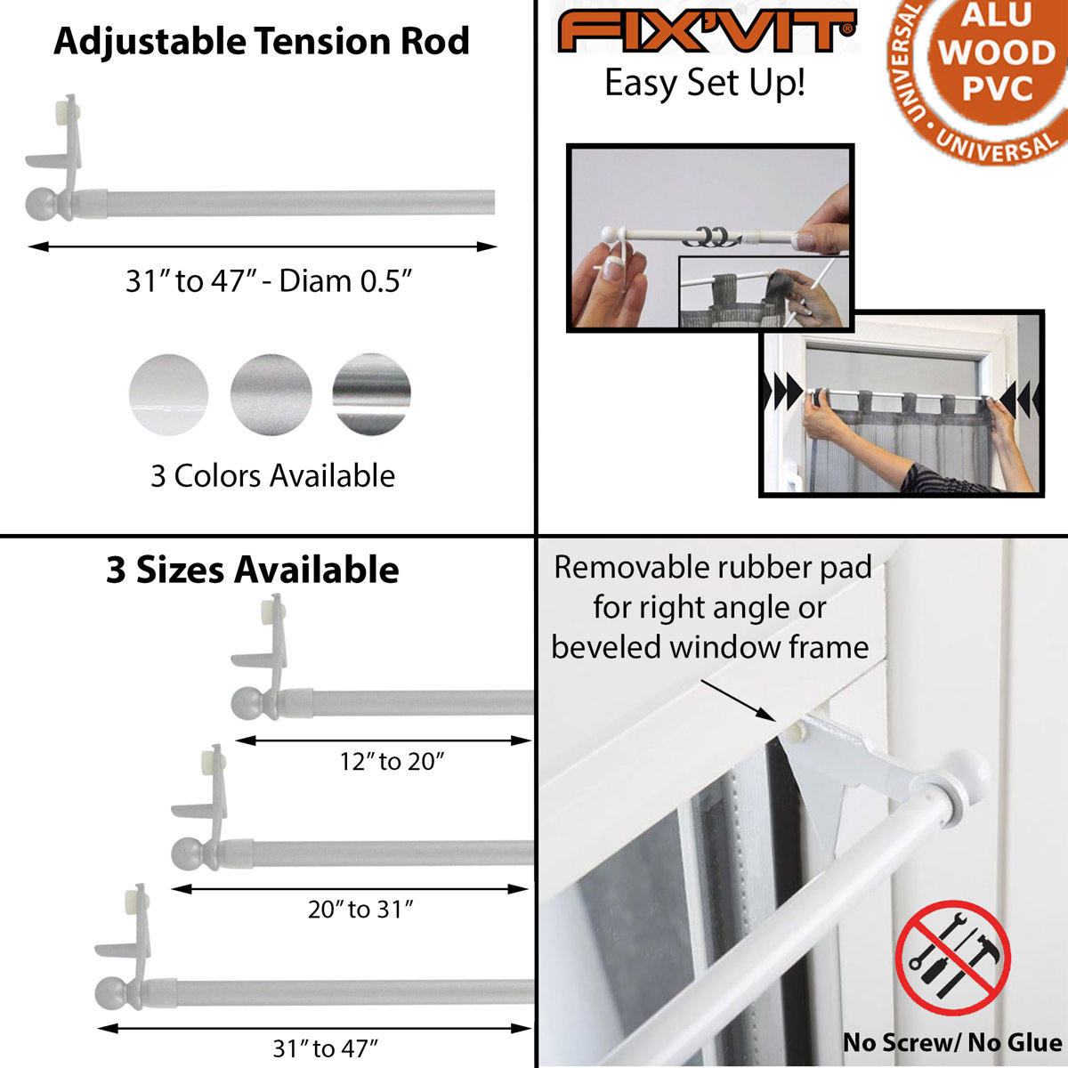 Evideco Café Rod Adjustable Tension Single Curtain Rod & Reviews | Wayfair