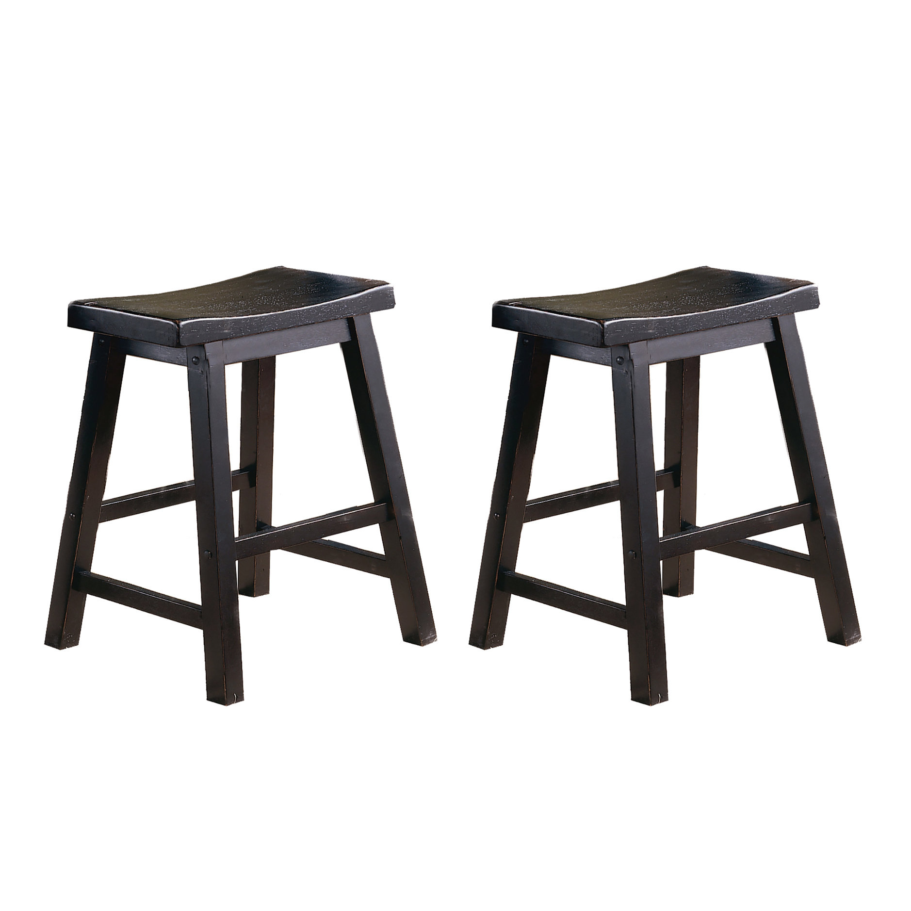 Hokku Designs Casual Dining Solid Wood Saddle Seat Stools 18-Inch, 2Pc ...