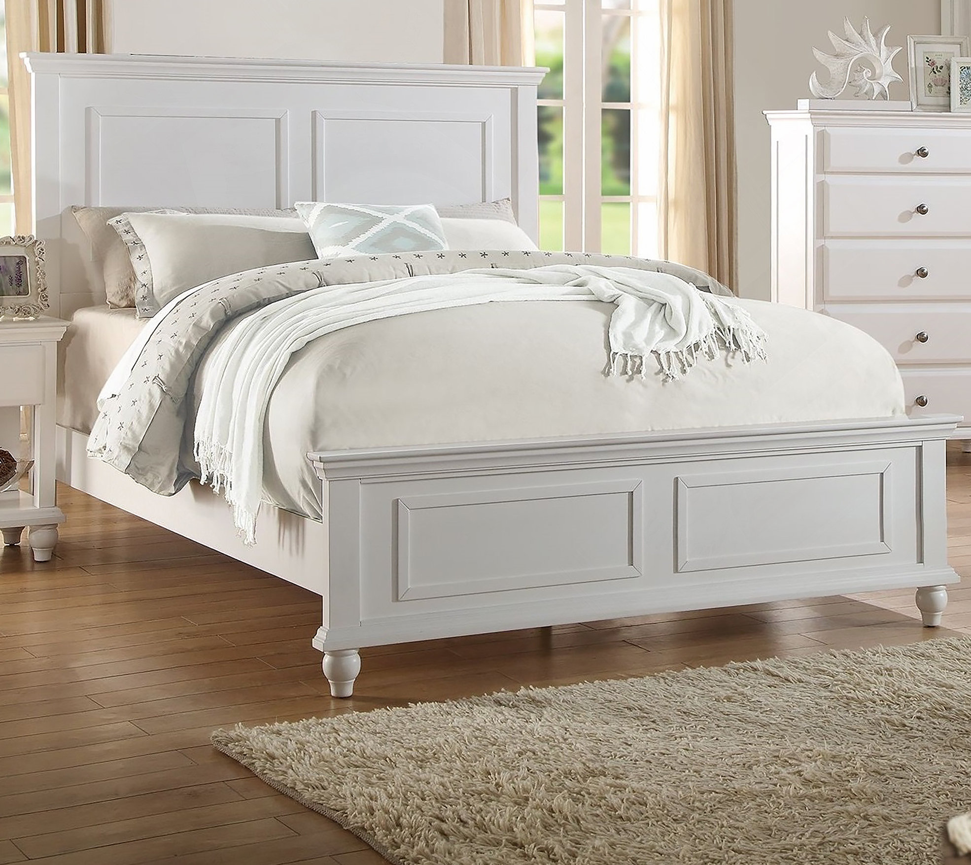 Alcott Hill® White Color Bed Bedroom Furniture High Panel Headboard ...