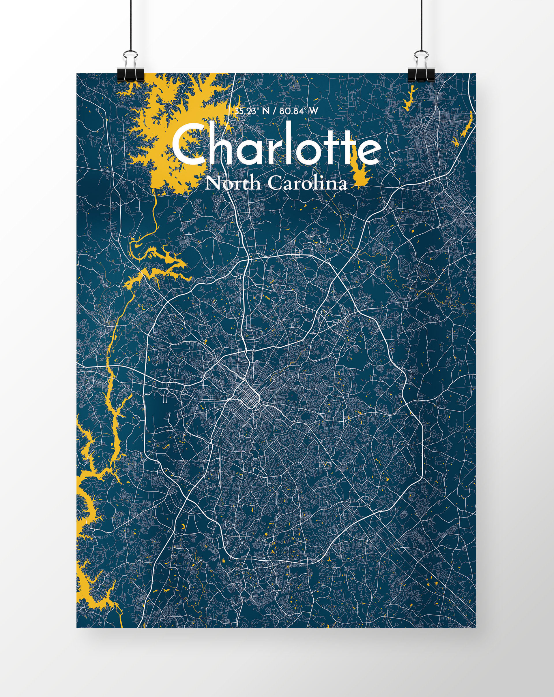 Wrought Studio Charlotte City Map On Paper Print | Wayfair