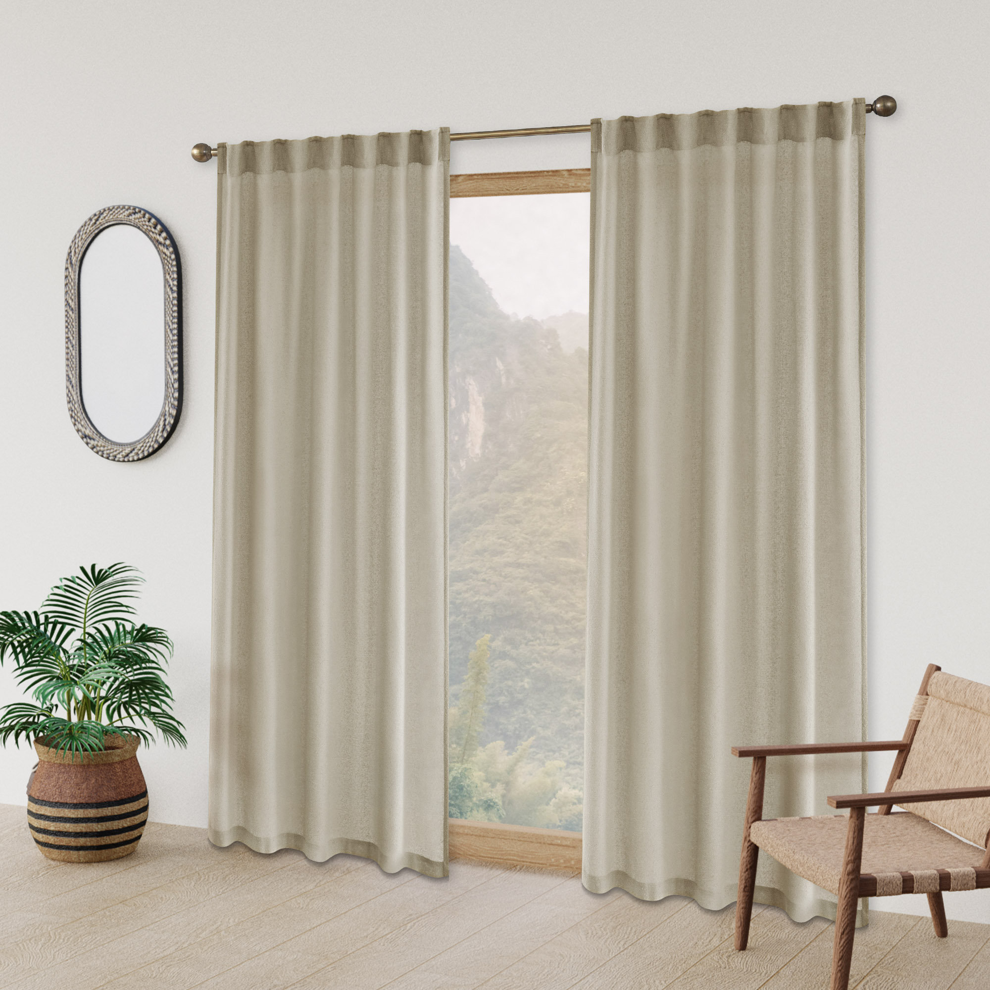 Ebern Designs Semi-Sheer Light Filtering Back Tab Single Curtain Panel ...