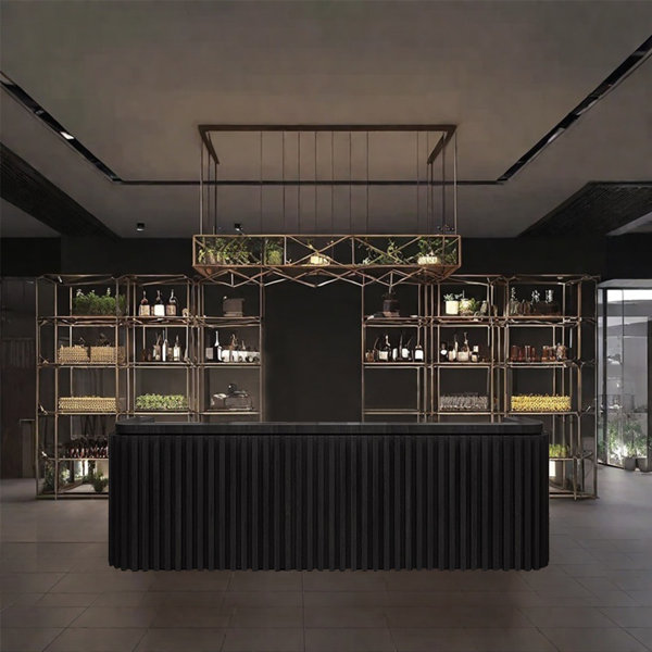 KPXU Bar Counter 70.87-Inch Rustic Front Desk and Bar Counter with ...