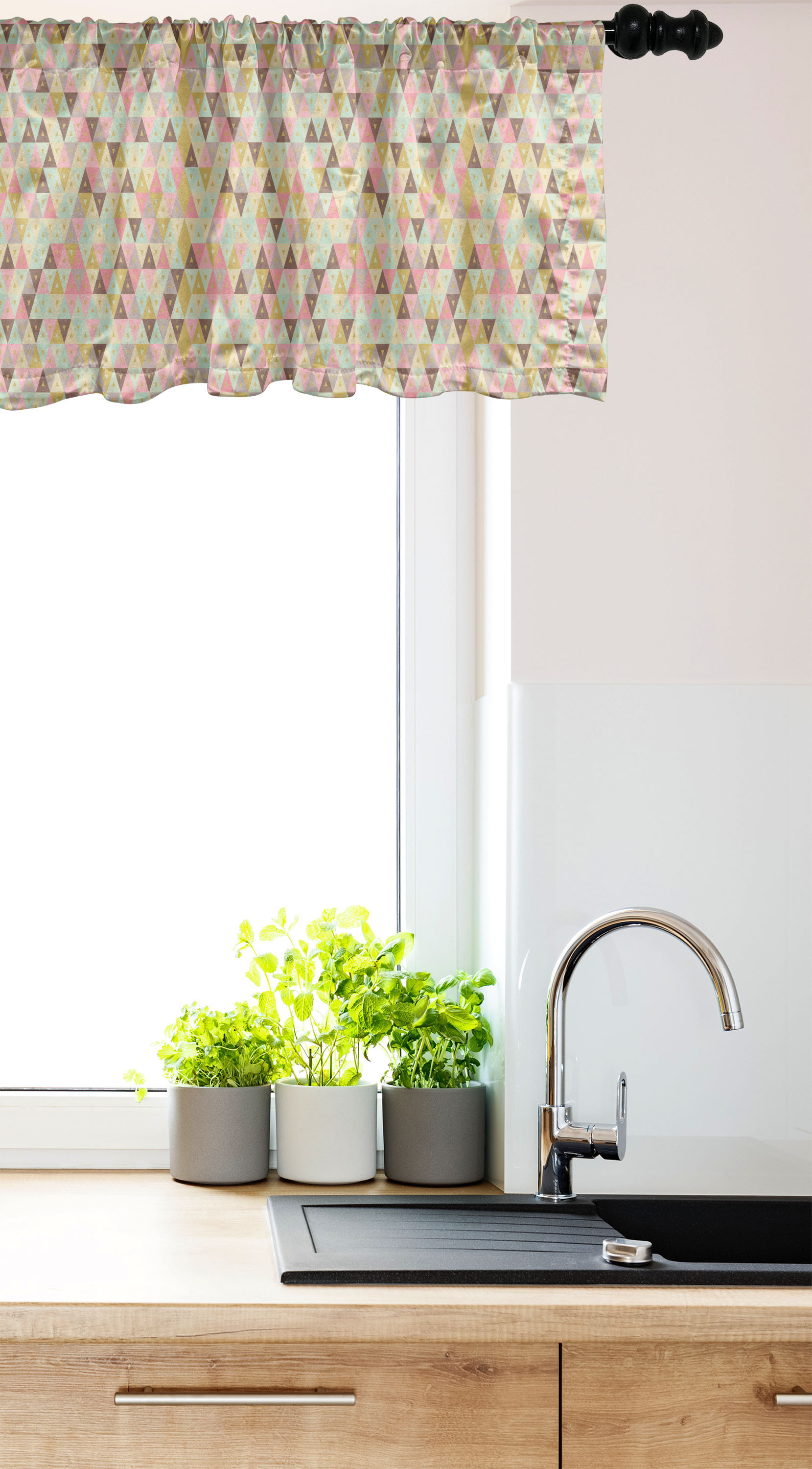 Ambesonne Abstract Art Valance Pack of 2 Triangular Colorful Multicolor ...