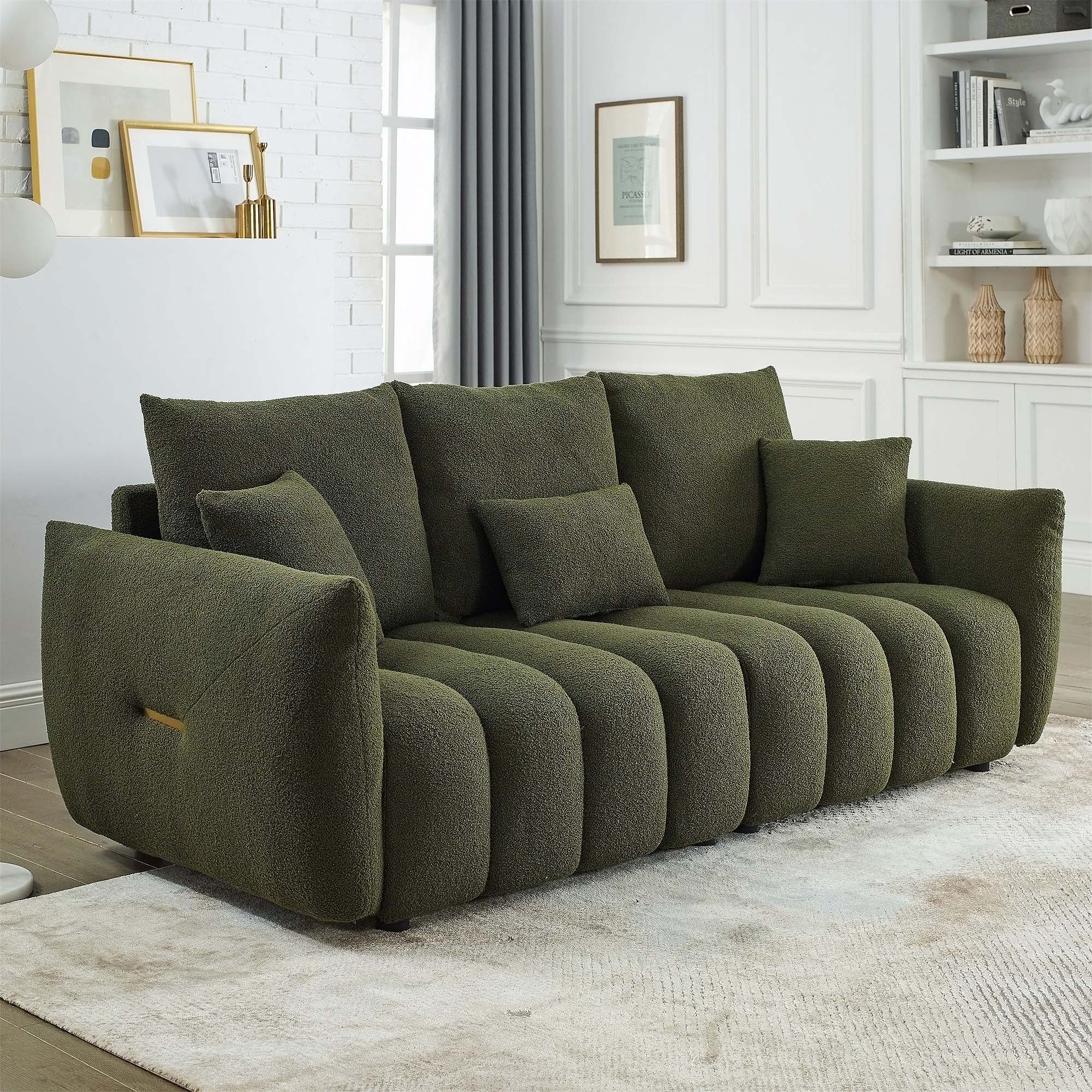 Latitude Run® Premium Teddy Fabric Sofa with Multiple Comforts for ...