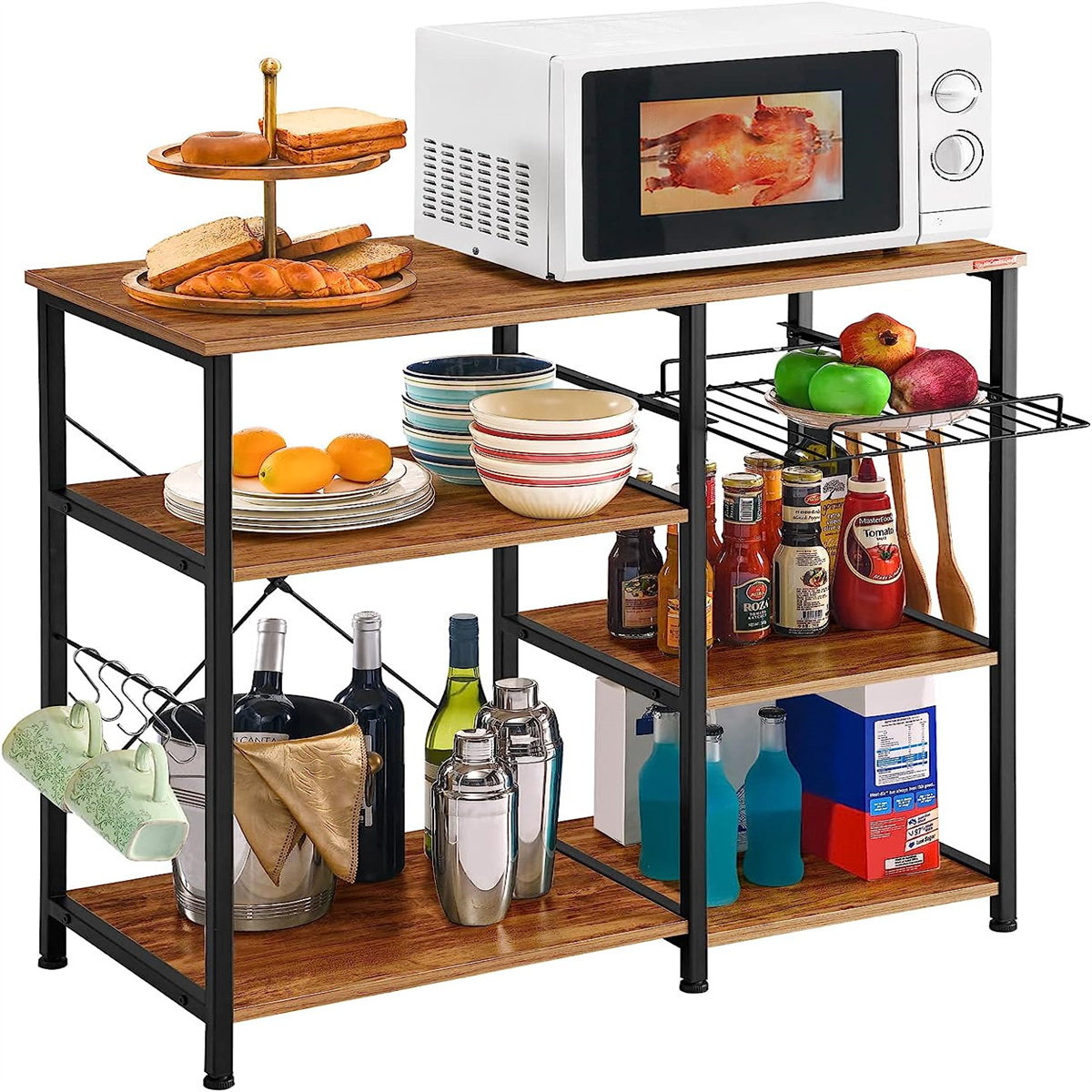 17 Stories Kitchen Rack Vintage Utility Storage Shelf Microwave Stand 3 ...