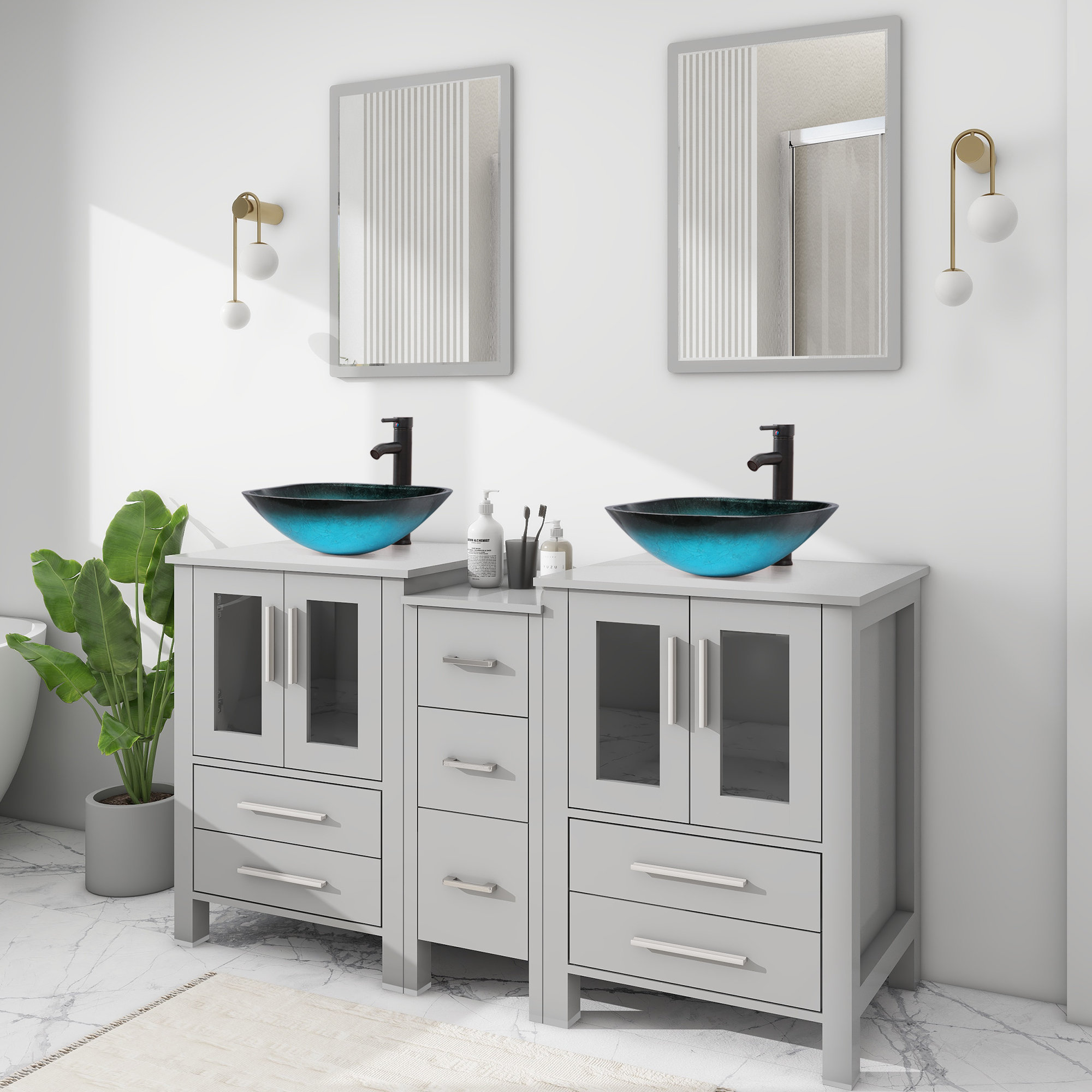 Ebern Designs Khristopher 60'' Double Bathroom Vanity with Top | Wayfair