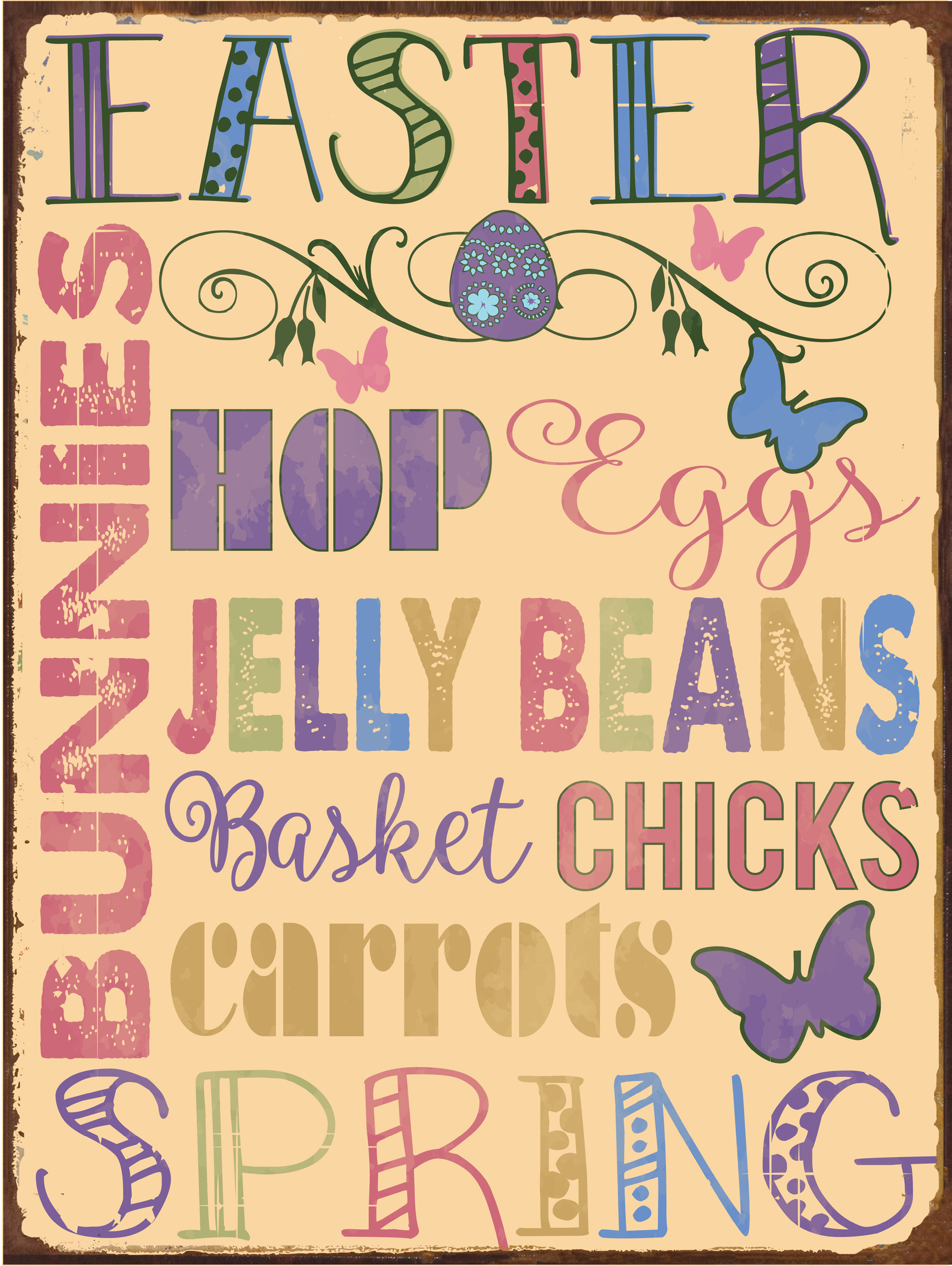 The Holiday Aisle® Easter Words Easter Metal Sign | Wayfair