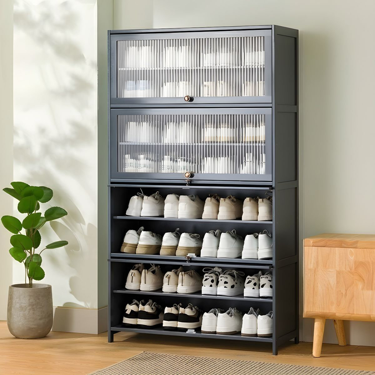 Latitude Run® Flip-Door 9-Tier Shoe Cabinet – Large Capacity Shoe ...