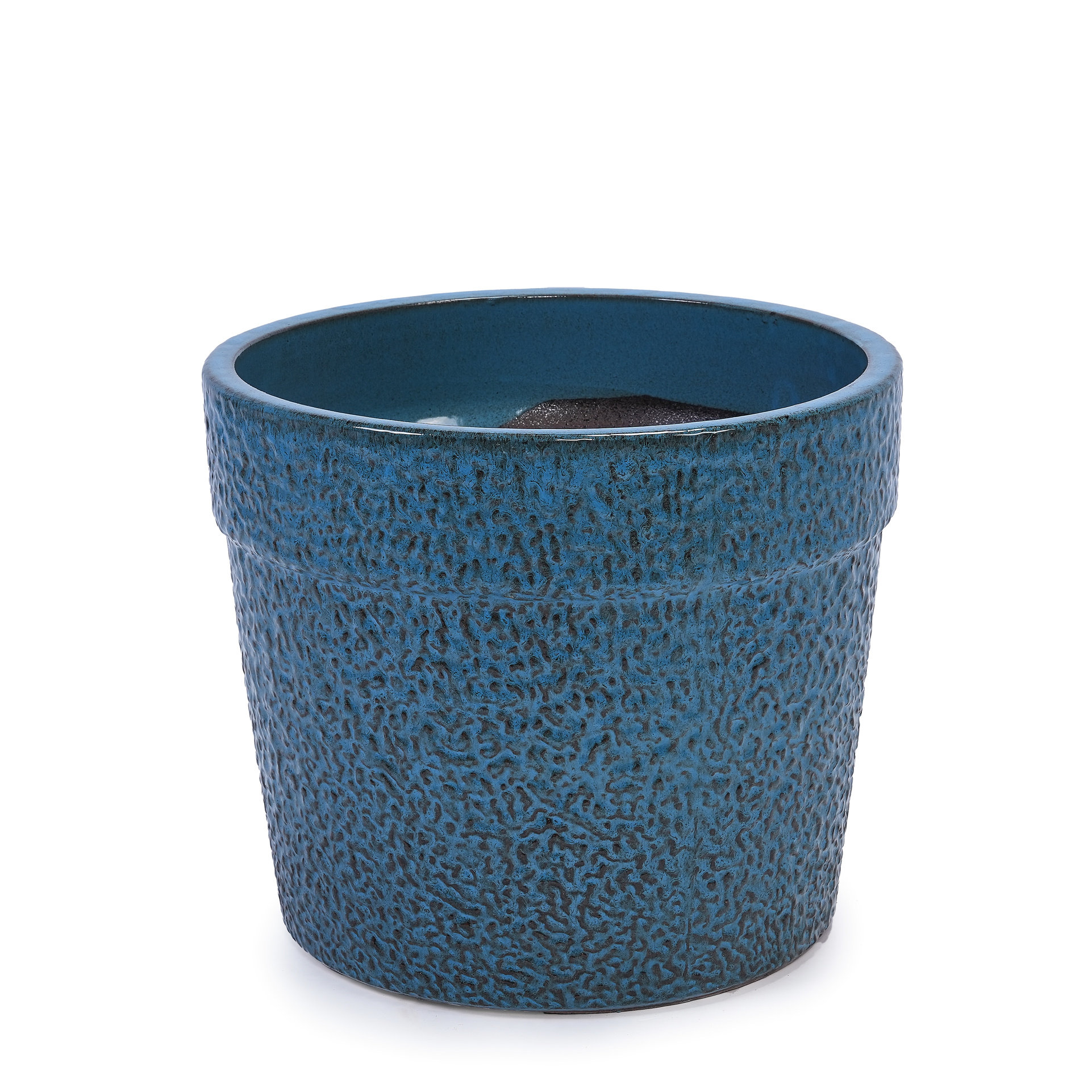 Red Barrel Studio® 3 Ceramic Flowerpots In Antique Blue For Patio ...
