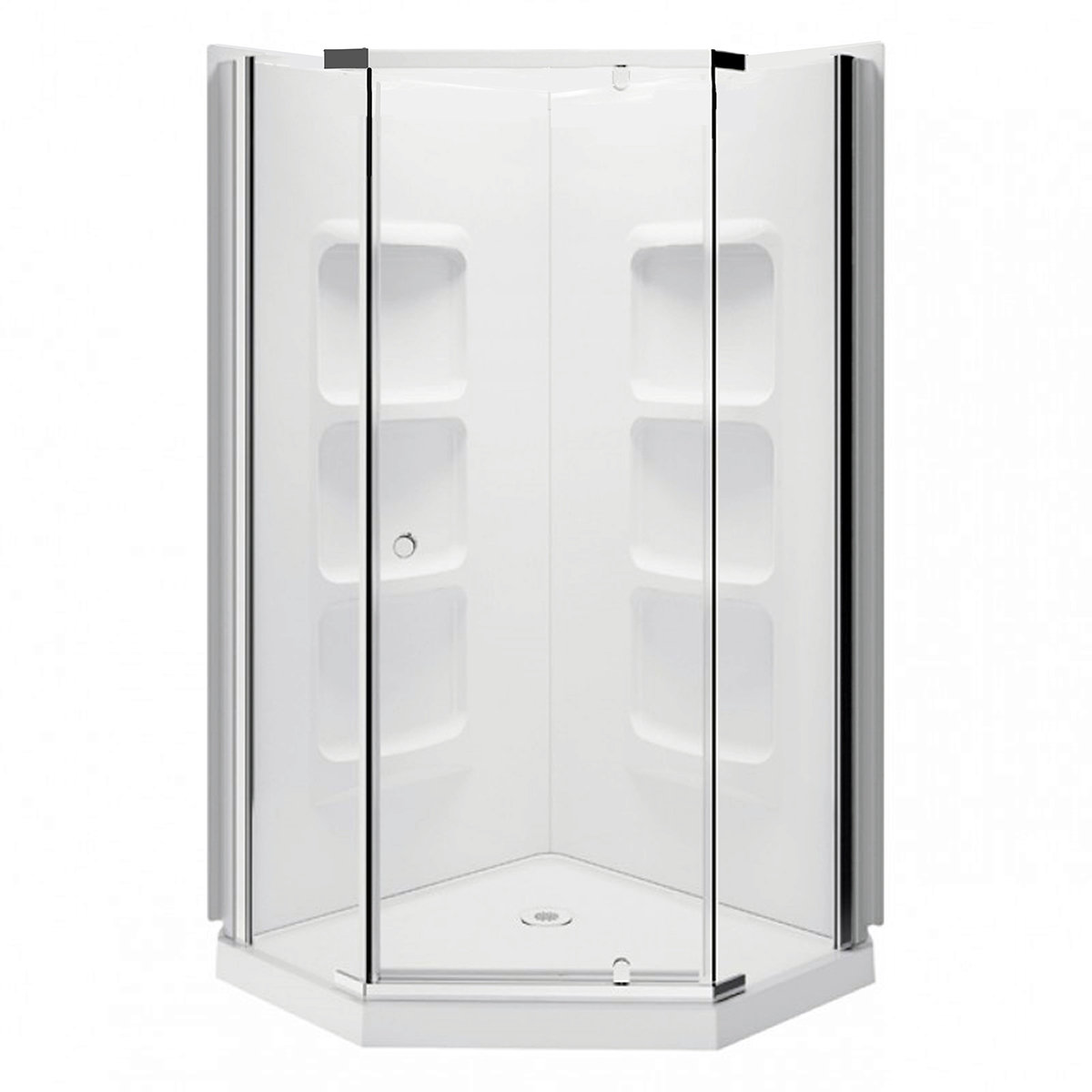 A&E Bath and Shower 40" W x 40" D x 75" H Semi-Frameless Neo-angle ...