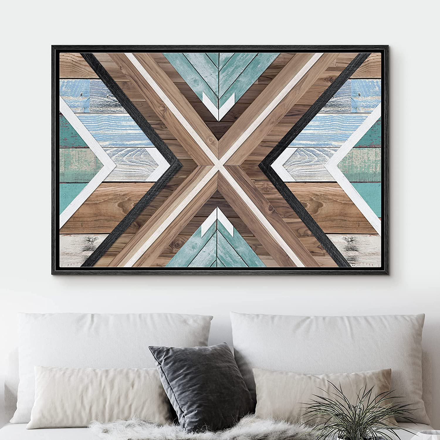 IDEA4WALL Geometric Wood Panel Collage Abstract Shapes Illustrations ...