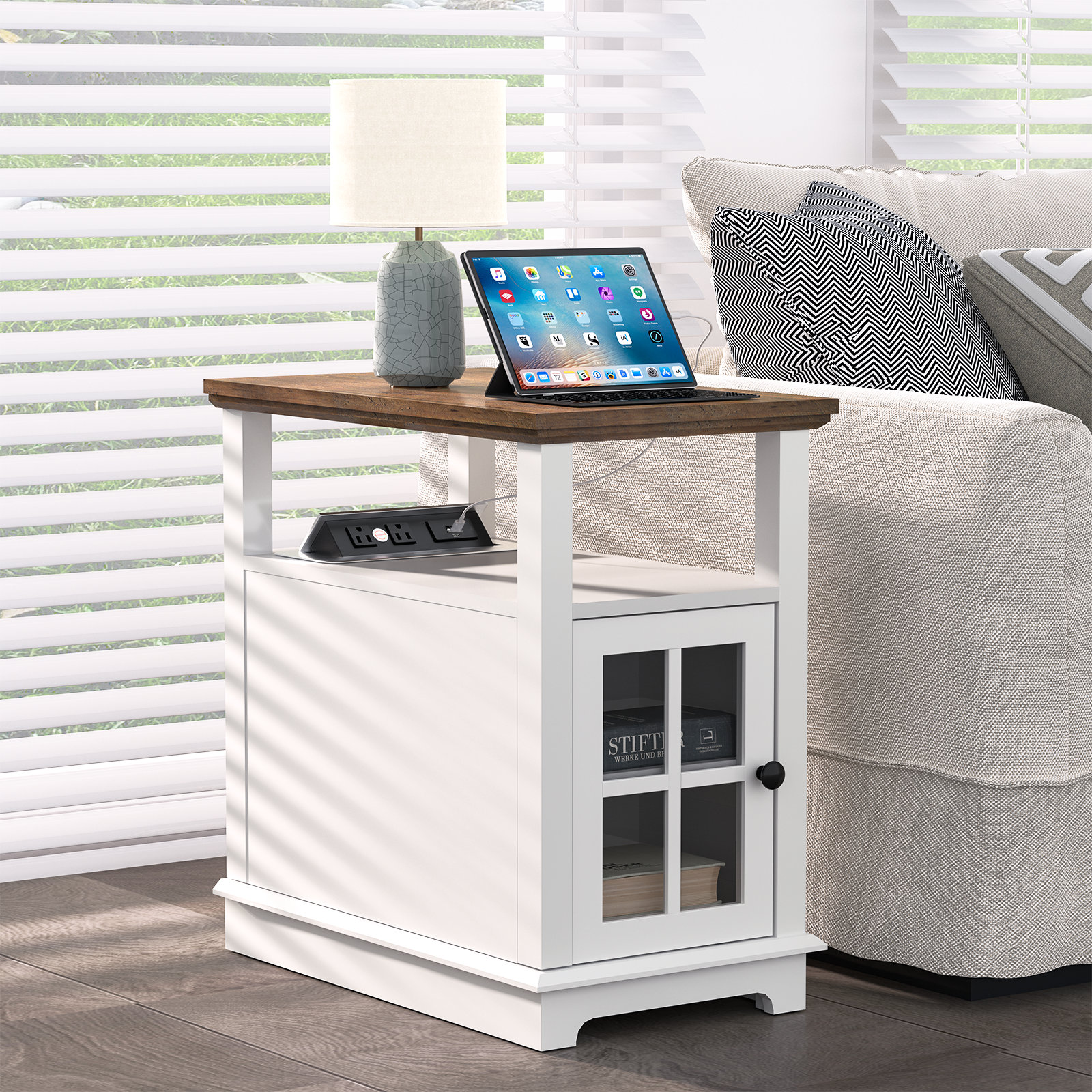 Red Barrel Studio® Boxley Tray Top End Table and Built-In Outlets & Reviews | Wayfair