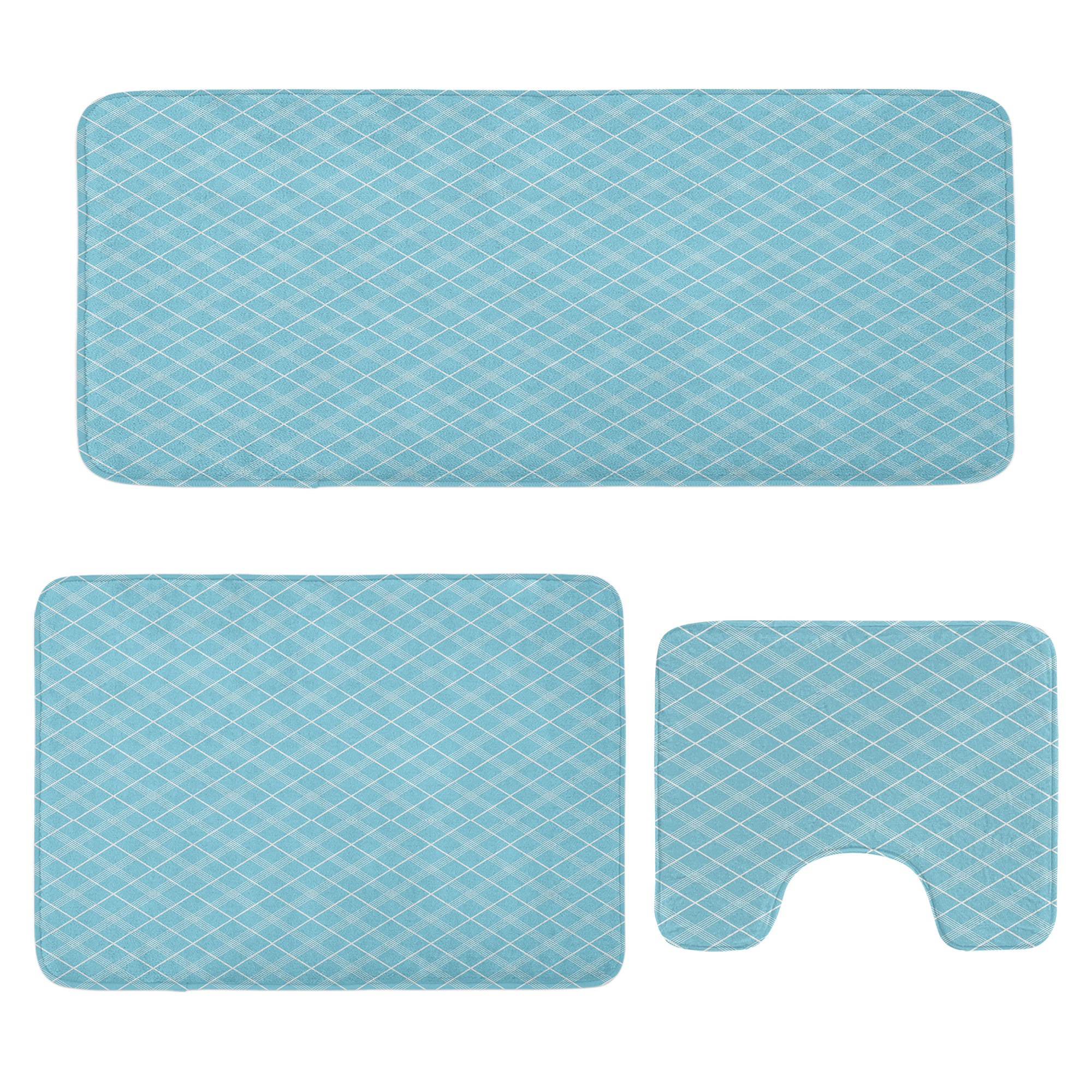 East Urban Home Vintage Blue Bathroom Rug Set 3 Pieces U-Shape ...