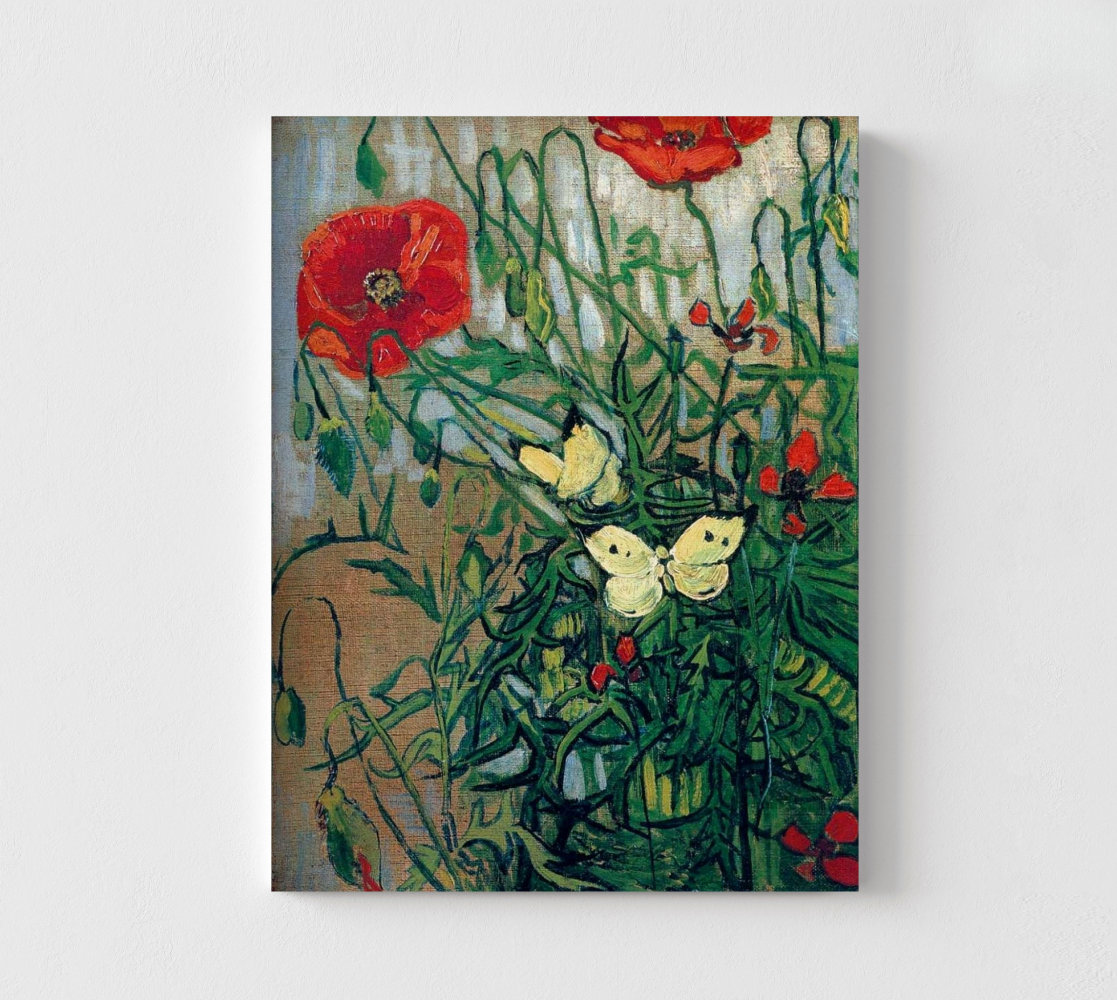 WeFrameArt Butterflies And Poppies By Vincent Van Gogh, Butterfly Wall ...